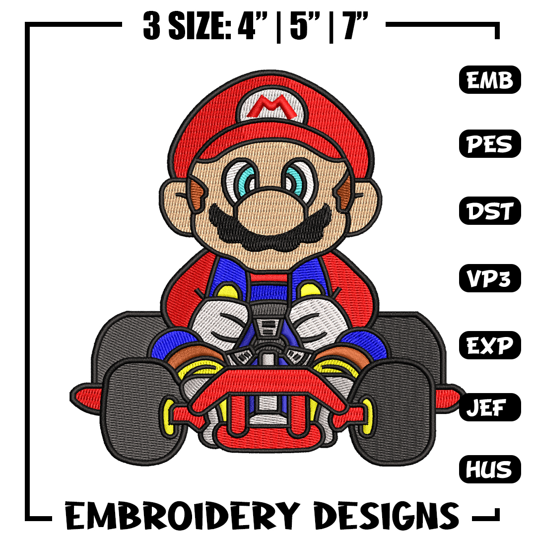 Mario car embroidery design, Super Mario bros embroidery, ga | Inspire ...