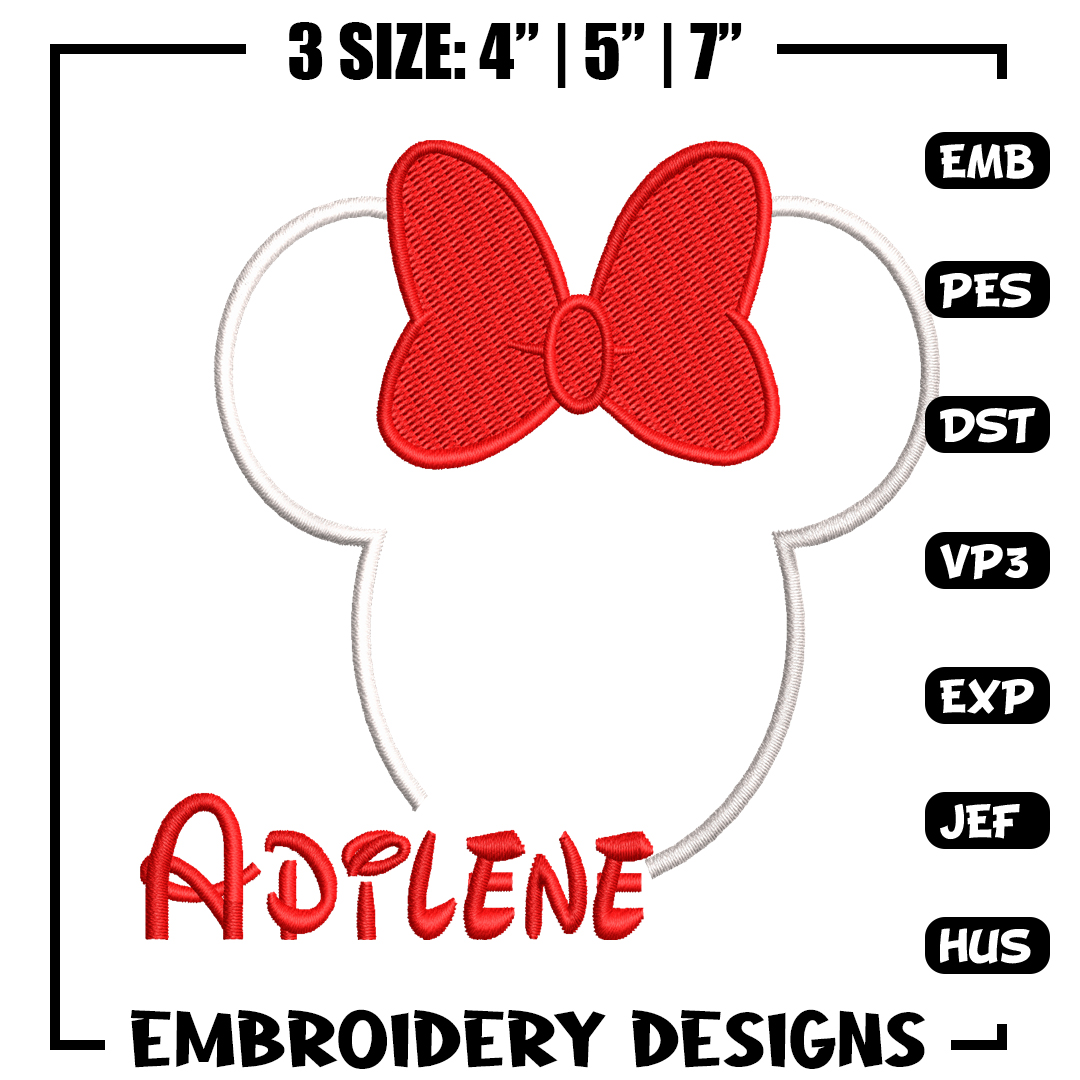 Minnie Mouse head embroidery design, Minnie Mouse head embro | Inspire ...