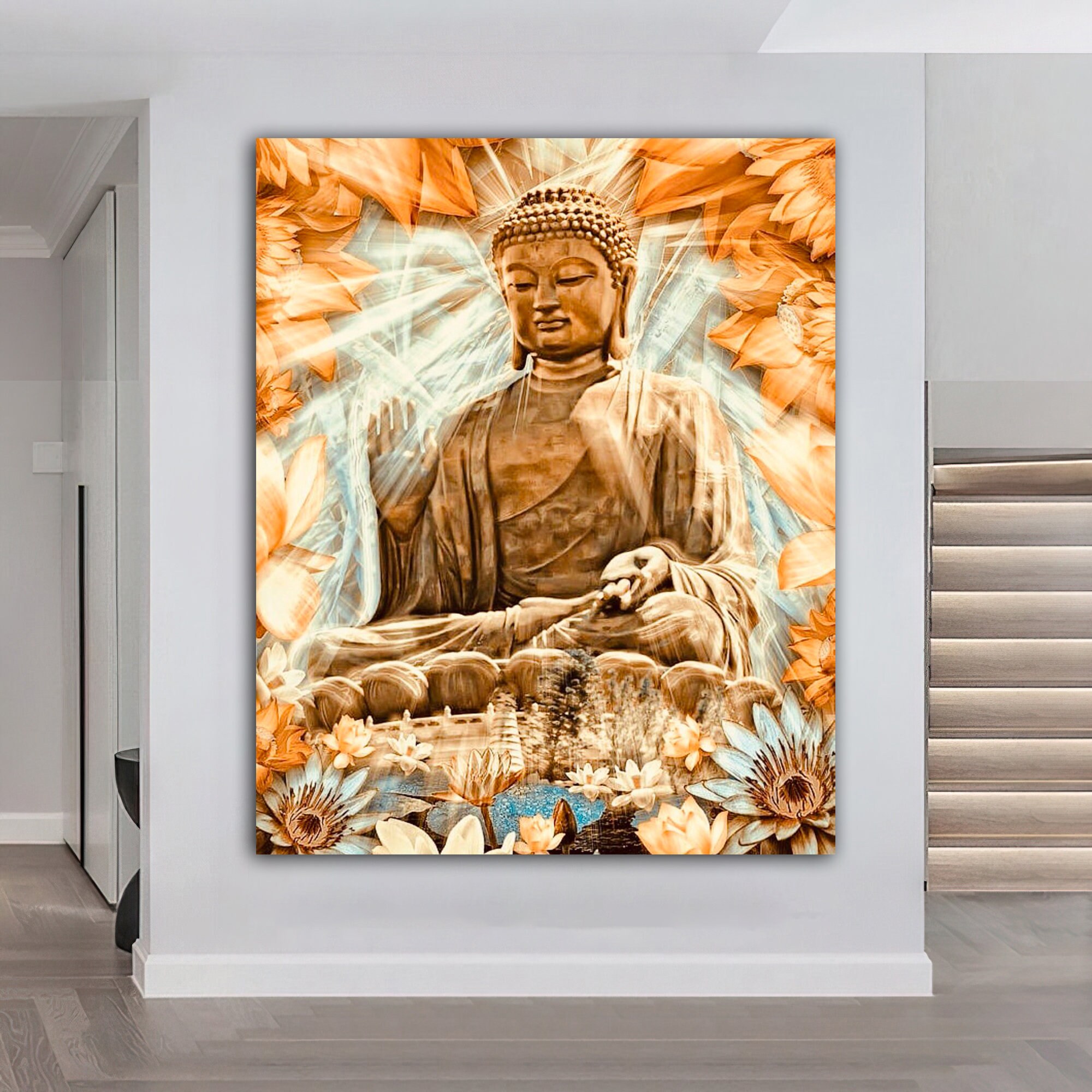 Buddha Canvas Painting Art, Boho Art, Huge Wall Art, Meditat | Inspire ...