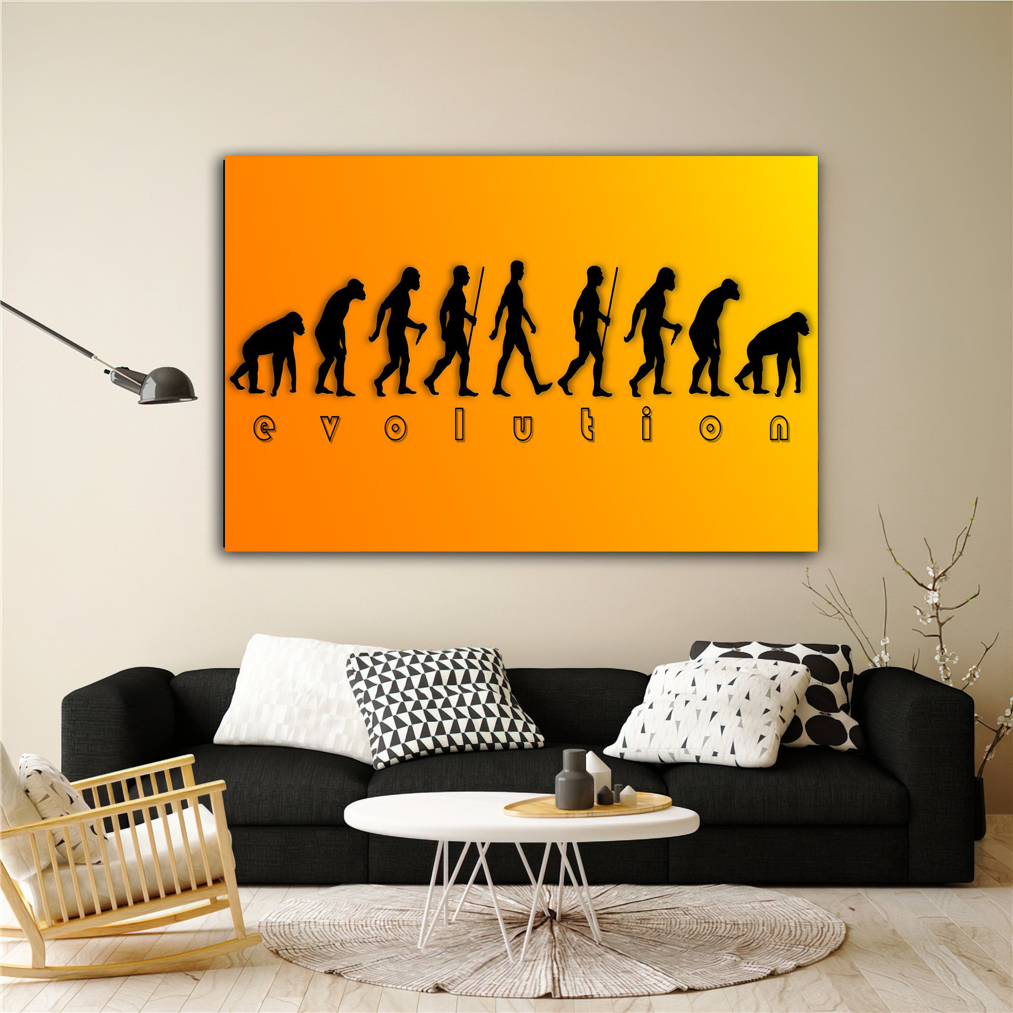 Human Evolution Canvas Painting, Apes Painting, Evolution Ch - Inspire ...