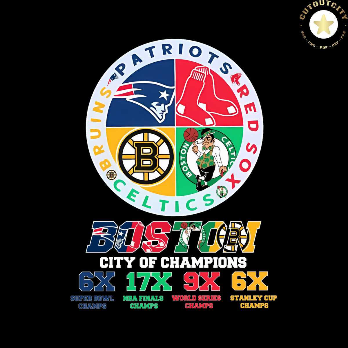 Boston City Of Champions Sport Team Logo PNG Download | Inspire Uplift