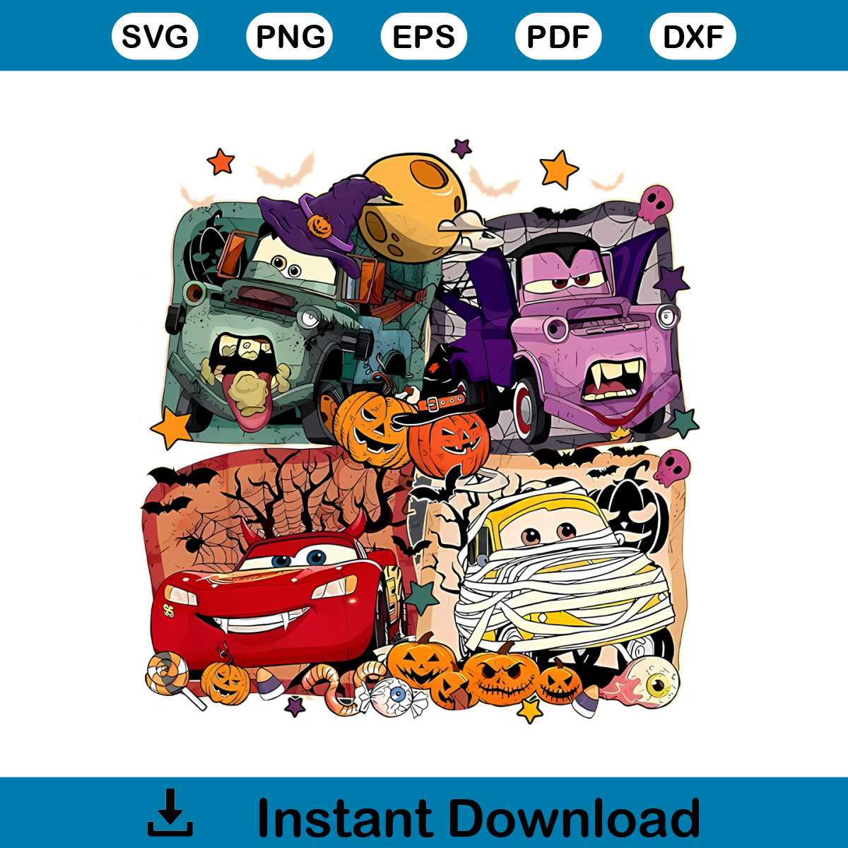 Halloween Pixar Car Disney McQueen PNG Sublimation - Inspire Uplift