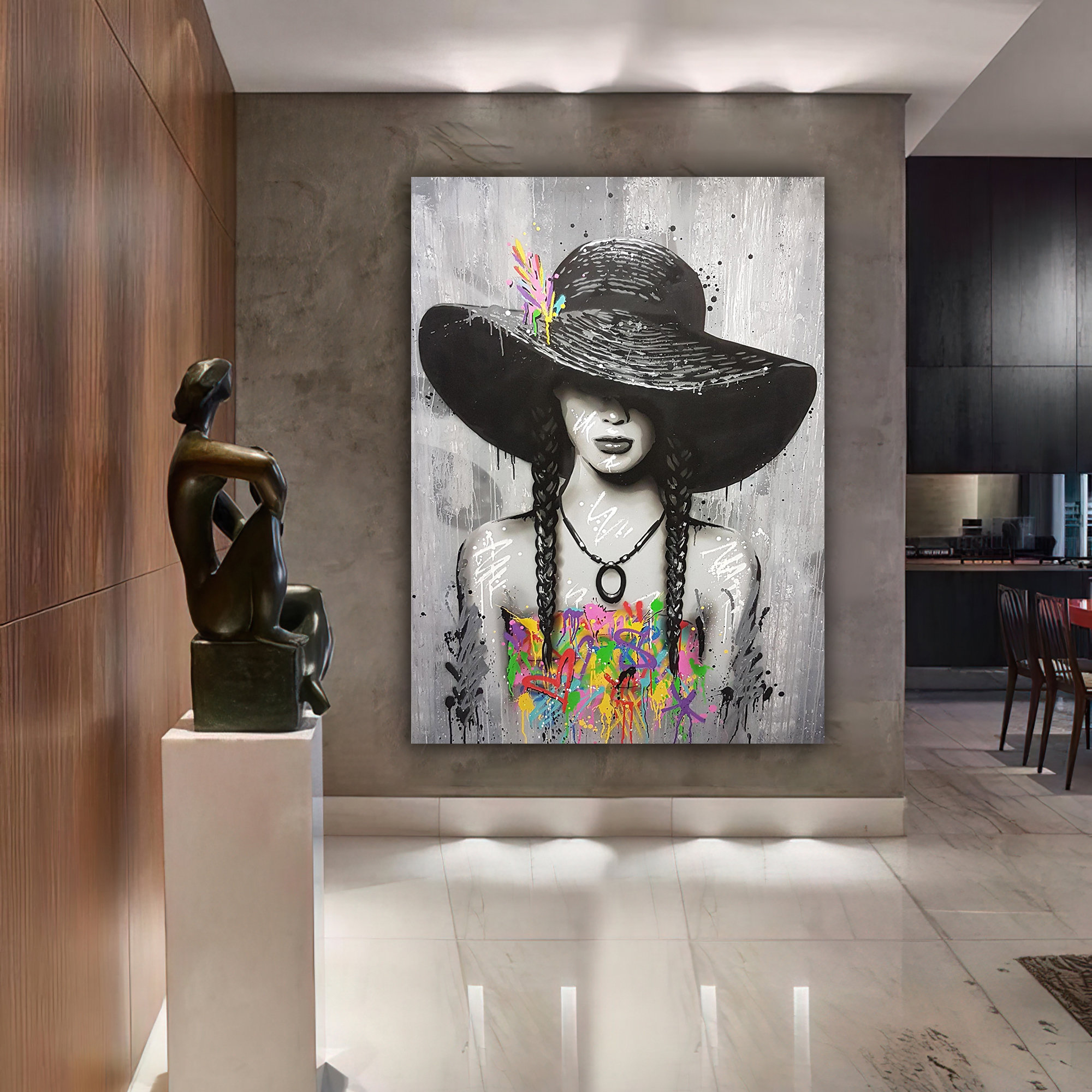 Indian Colored Woman Canvas Painting, Ethnic Woman Painting, | Inspire ...