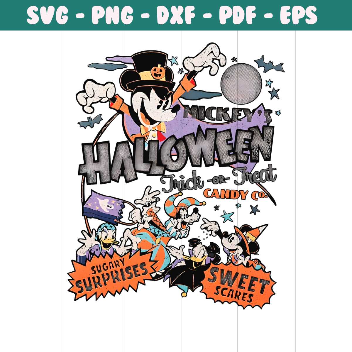 Vintage Mickey Halloween Trick Or Treat Candy Co PNG File | Inspire Uplift