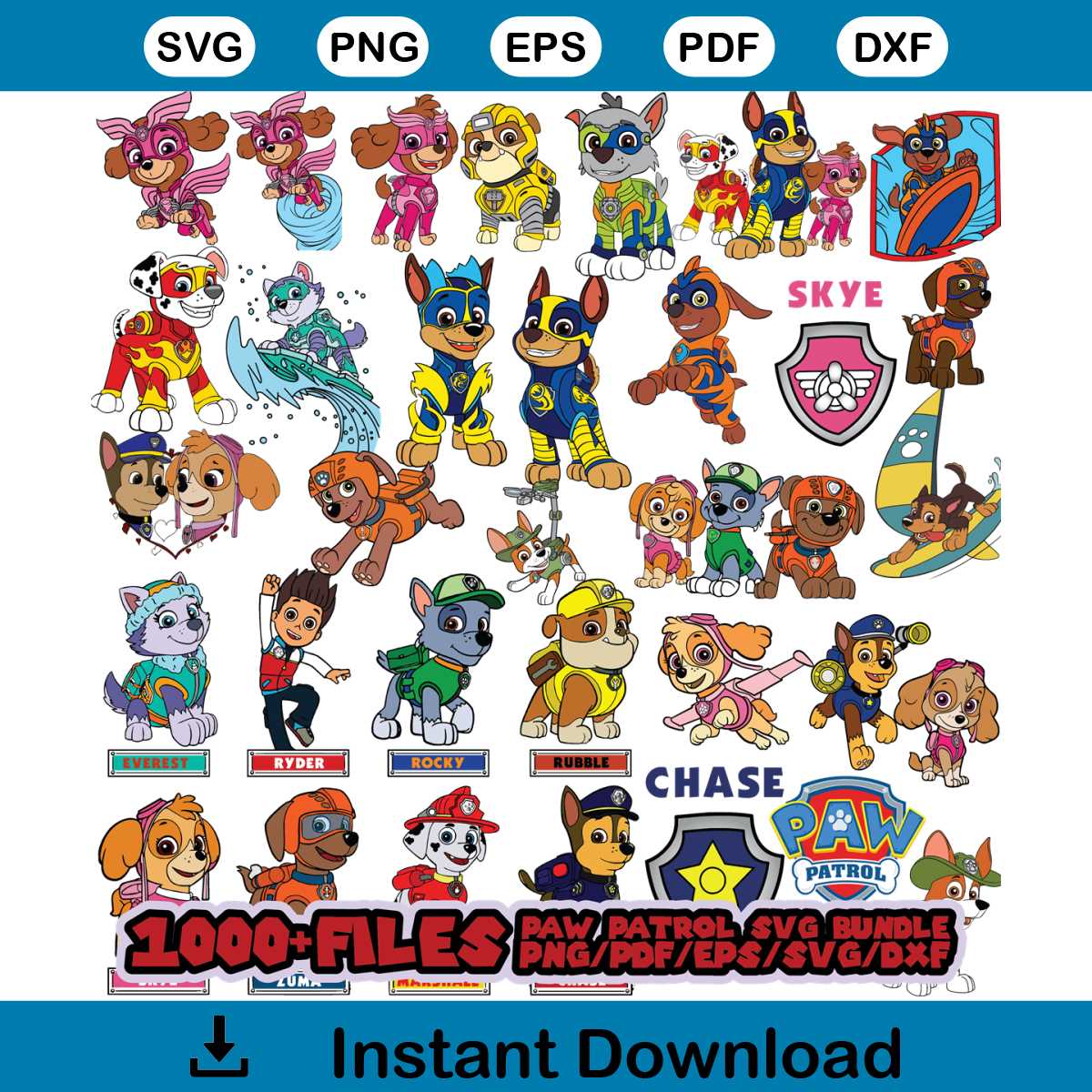 Paw Patrol Cartoon Characters SVG Bundle Digital Cricut File - Inspire ...