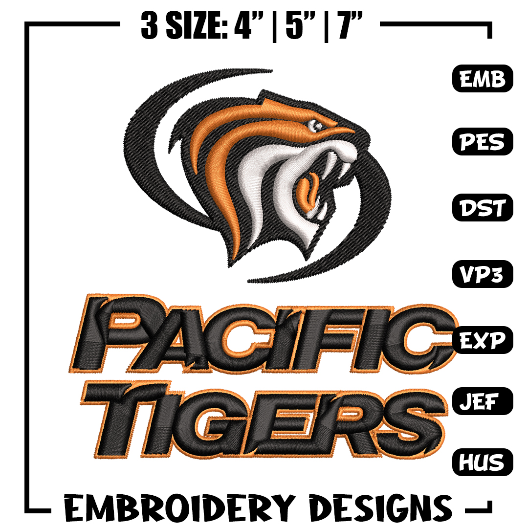 Pacific Tigers embroidery design, Pacific Tigers embroidery, | Inspire ...