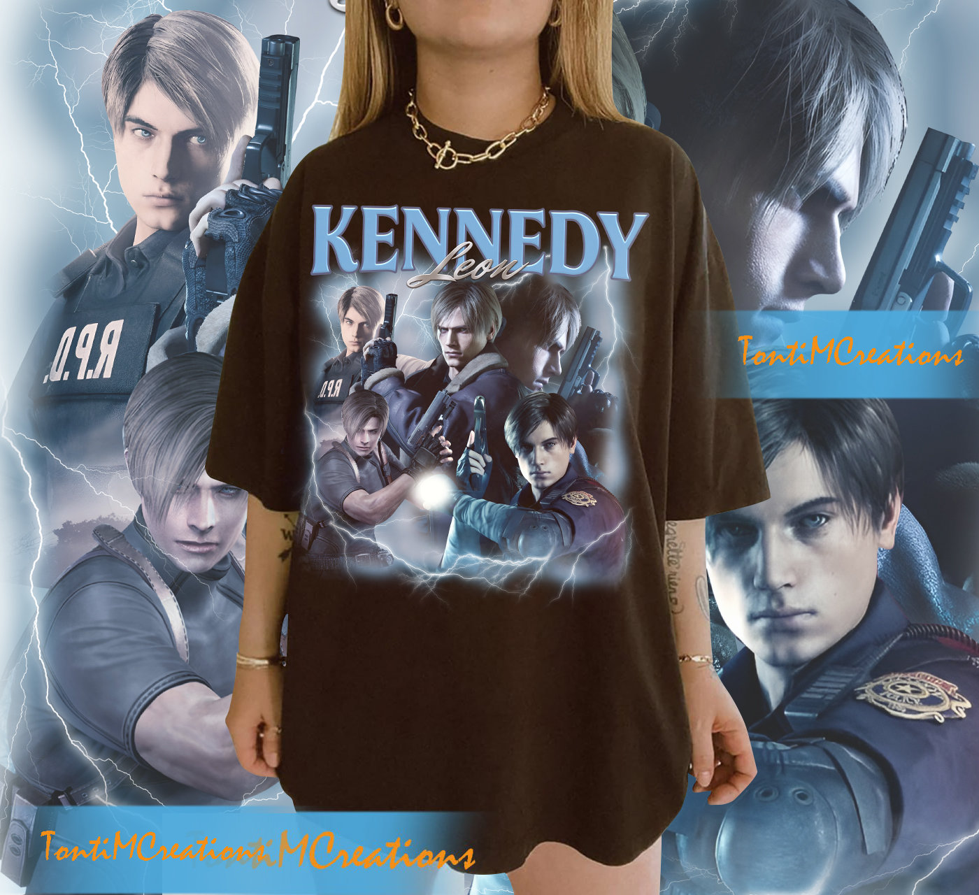 Blue Leon Shirt, Leon Vintage Shirt, Leon Residence Evil Shi - Inspire ...