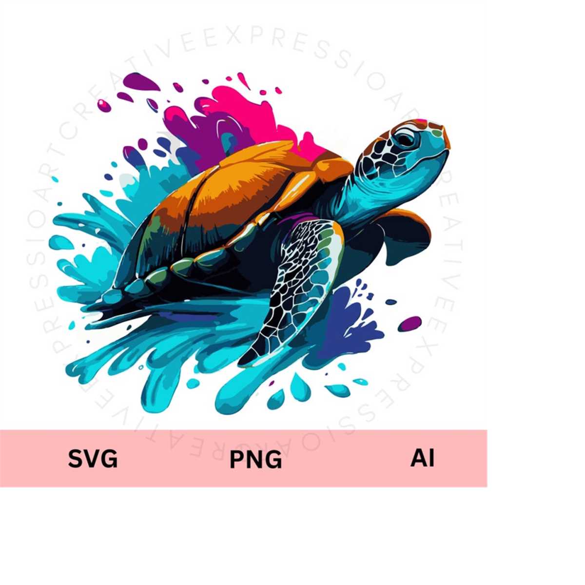 Sea Turtle SVG, Colorful Sea Turtle Png, Vibrant Ocean-inspi - Inspire ...