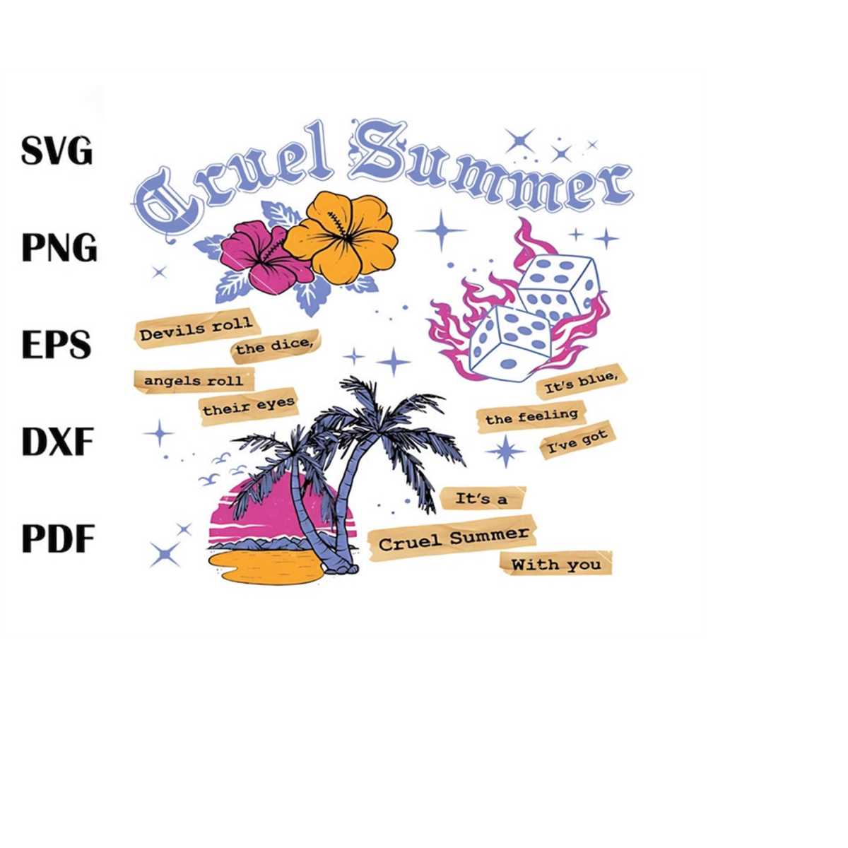 Cruel Summer Taylor Swift Song PNG Silhouette Sublimation Fi - Inspire ...