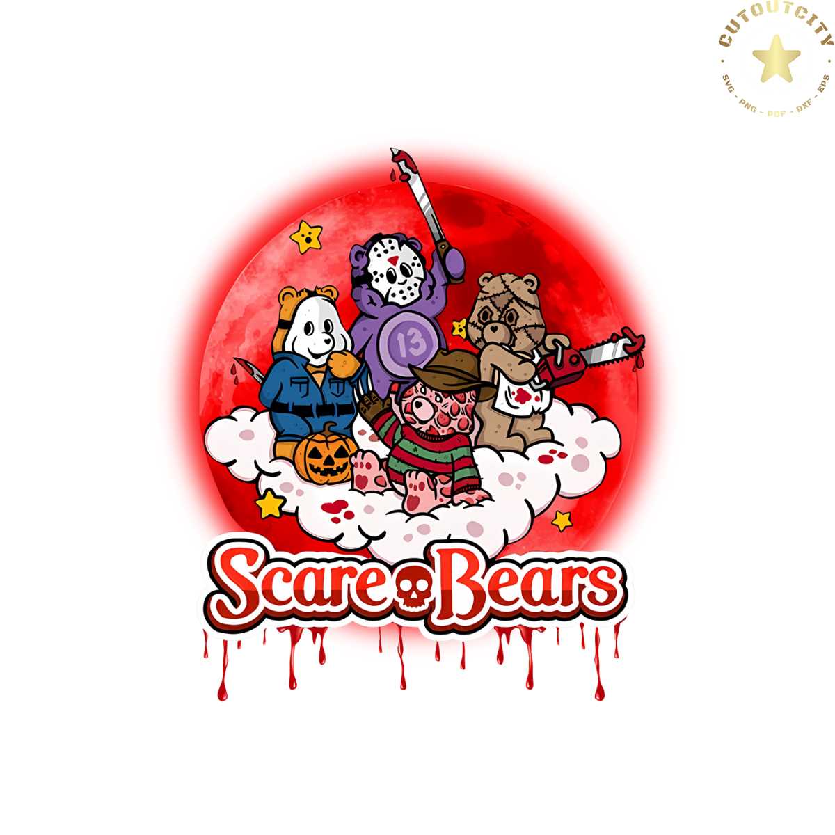 Scare Bears Red Halloween PNG Horror Movie PNG Download | Inspire Uplift