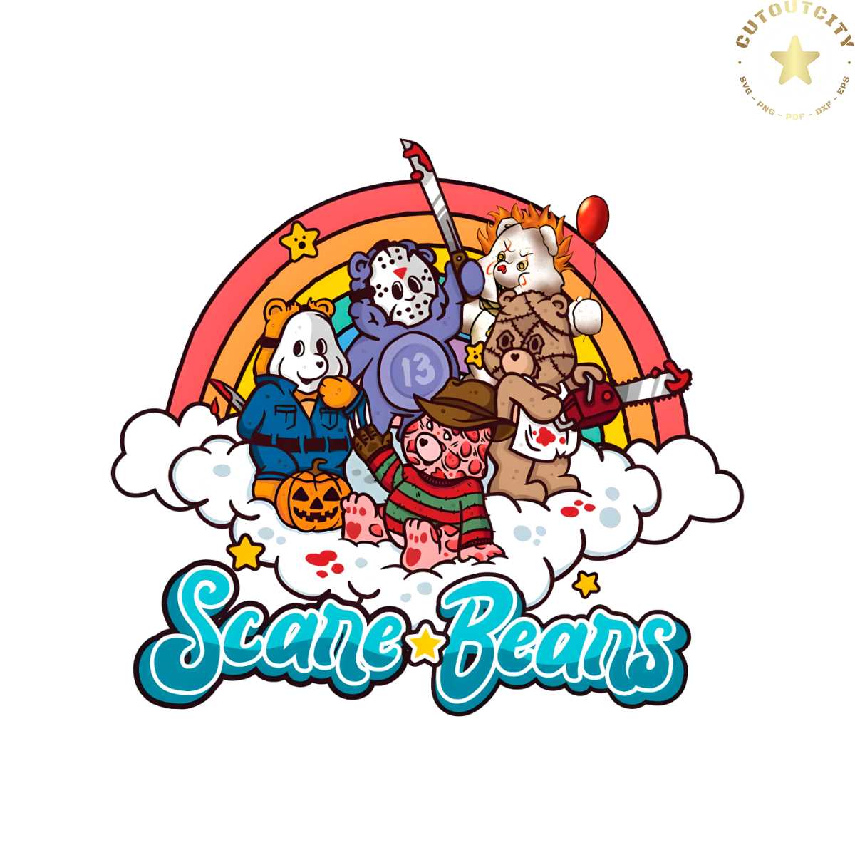 Horror Scare Bears PNG Killer Animals Halloween PNG File | Inspire Uplift