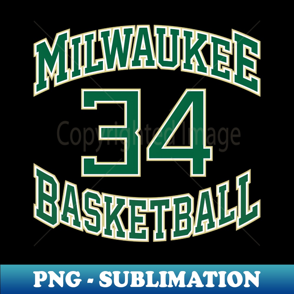 Milwaukee Basketball Number 34 - Customizable PNG Sublimatio - Inspire ...