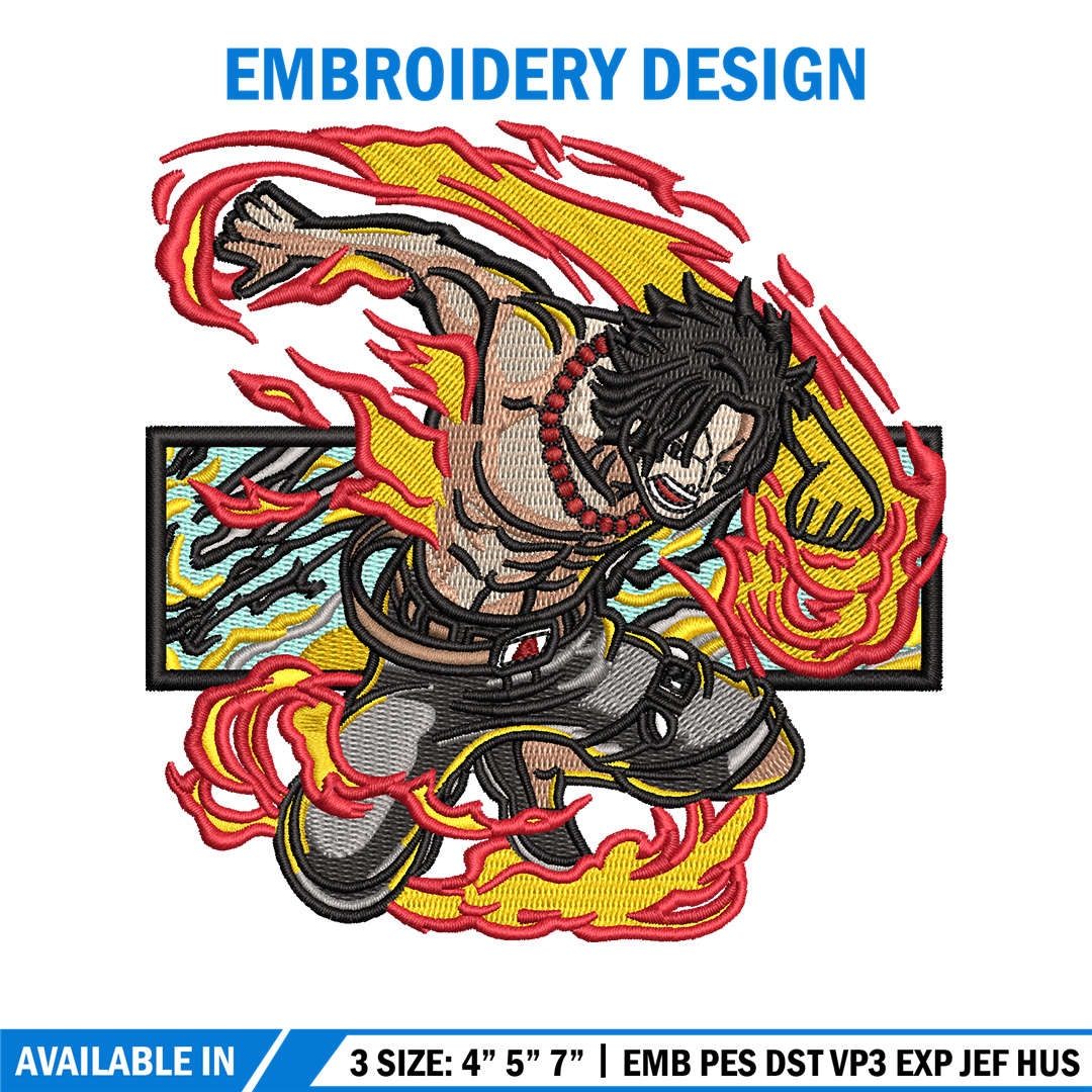 Ace flame embroidery design, One piece embroidery, Anime des | Inspire ...