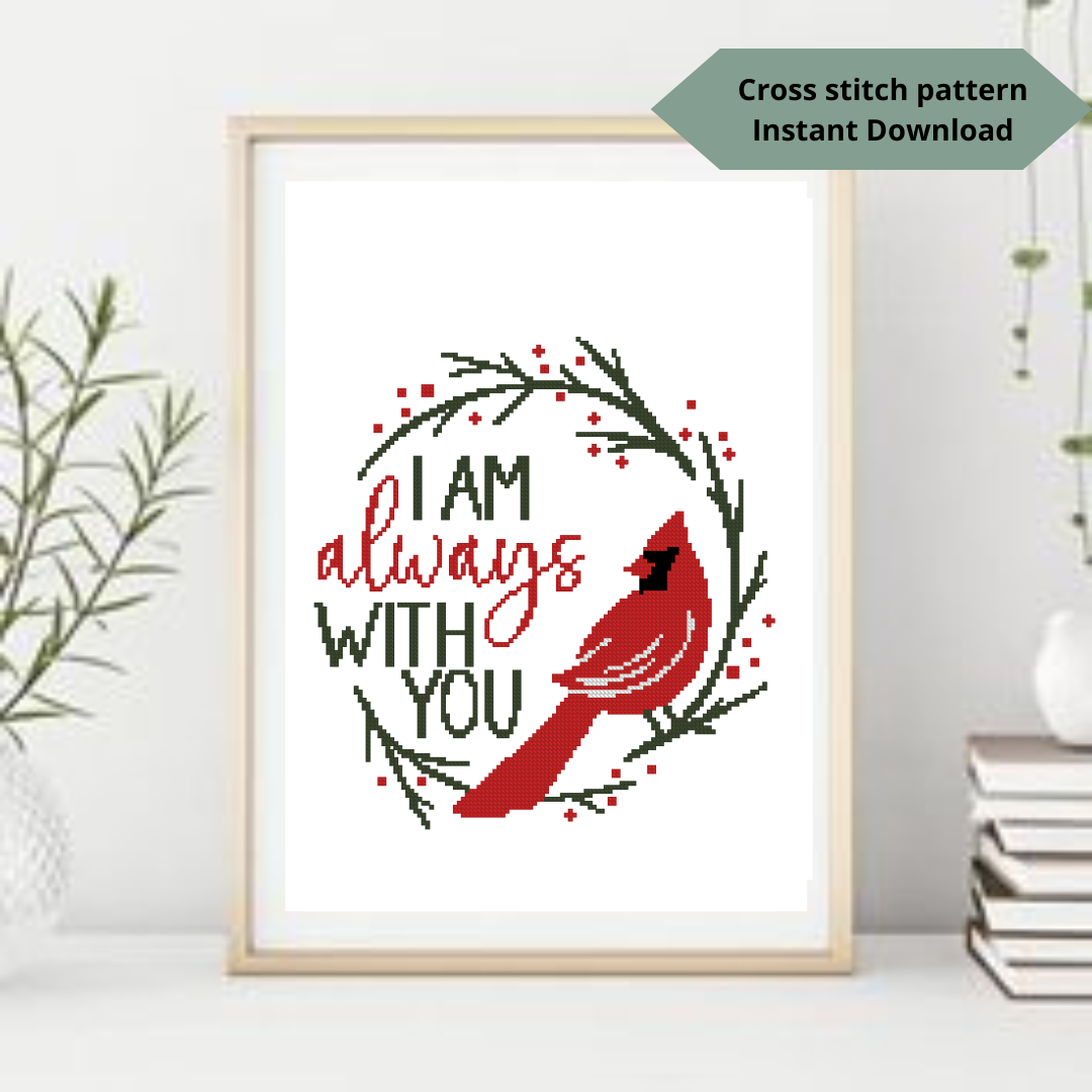 Red cardinal cross stitch pattern, memorial embroidery desig | Inspire ...