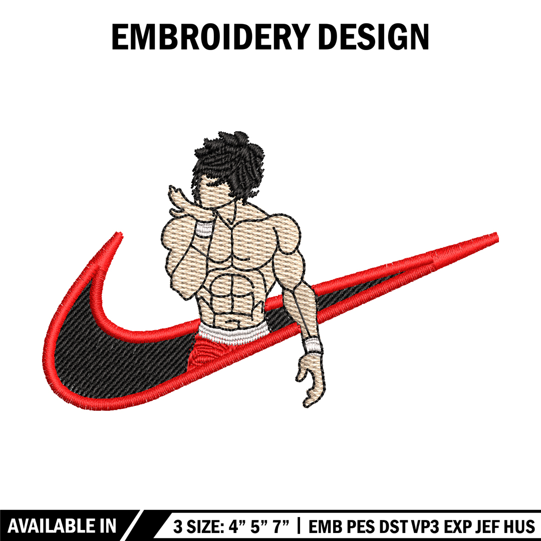 Baki nike embroidery design, Baki anime embroidery, nike des | Inspire ...