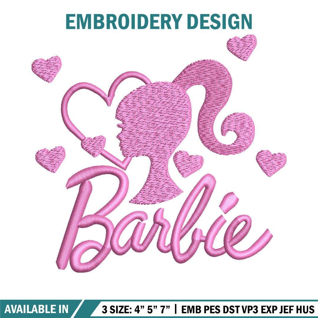 Barbie pink embroidery design, Barbie embroidery, Embroidery | Inspire ...