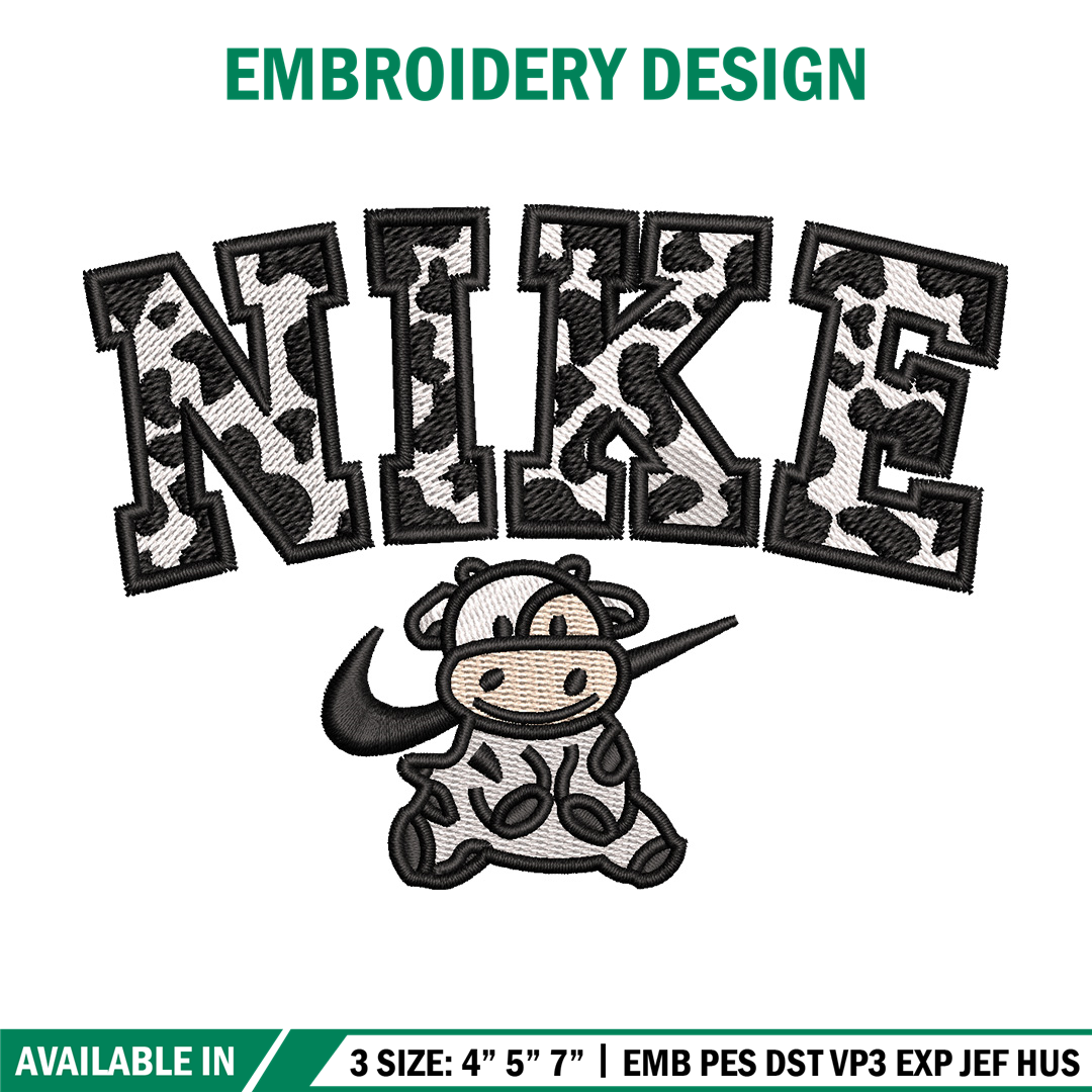 Dairy cow x nike embroidery design, Cow embroidery, Nike des | Inspire ...