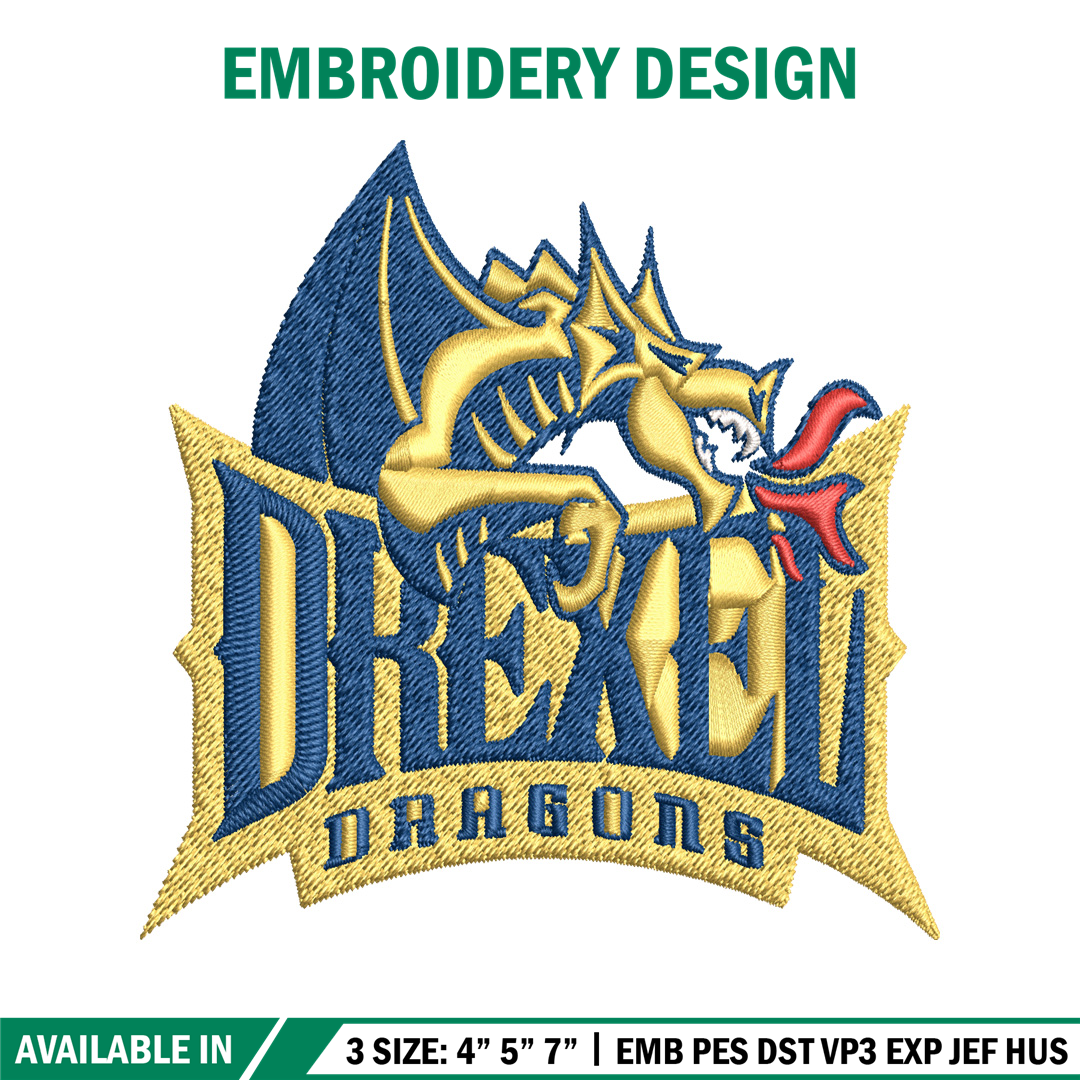 Drexel Dragons embroidery design, Drexel Dragons embroidery, | Inspire ...