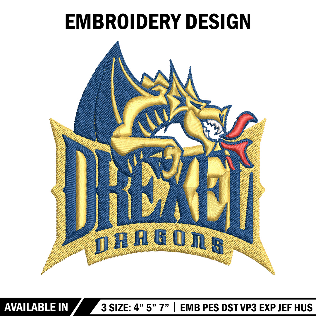 Drexel Dragons embroidery design, Drexel Dragons embroidery, | Inspire ...