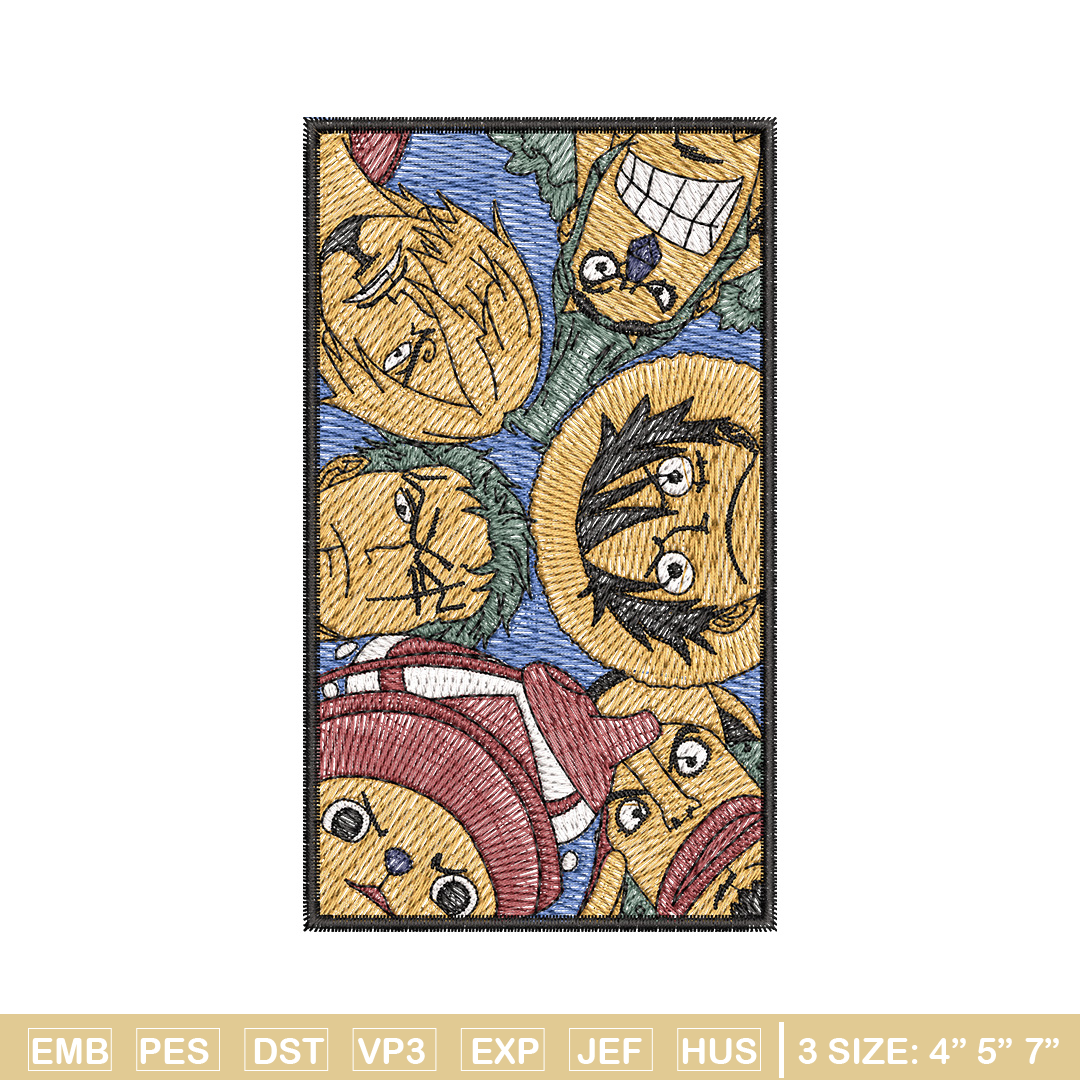 Luffy team embroidery design, One piece embroidery, Embroide | Inspire ...