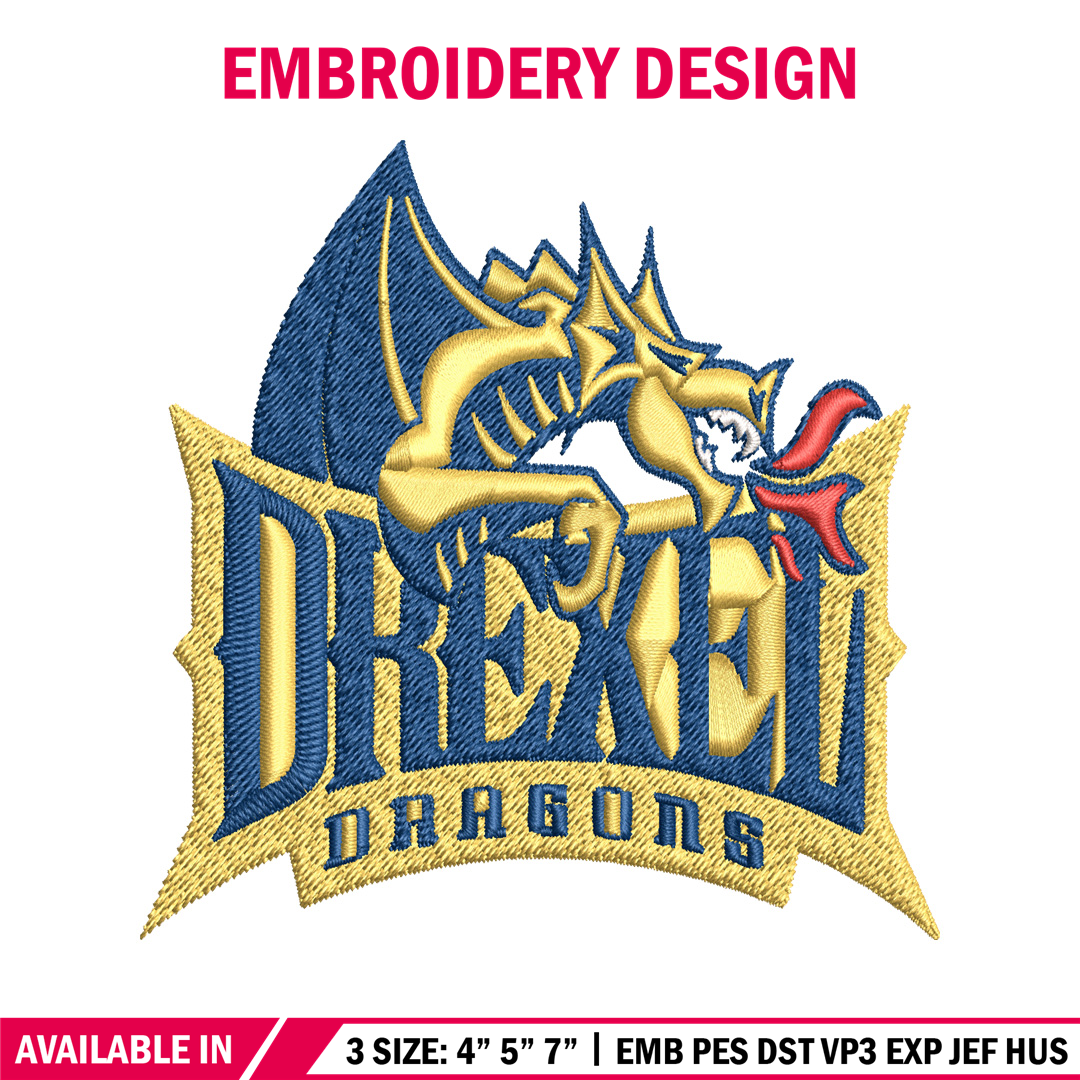 Drexel Dragons embroidery design, Drexel Dragons embroidery, | Inspire ...