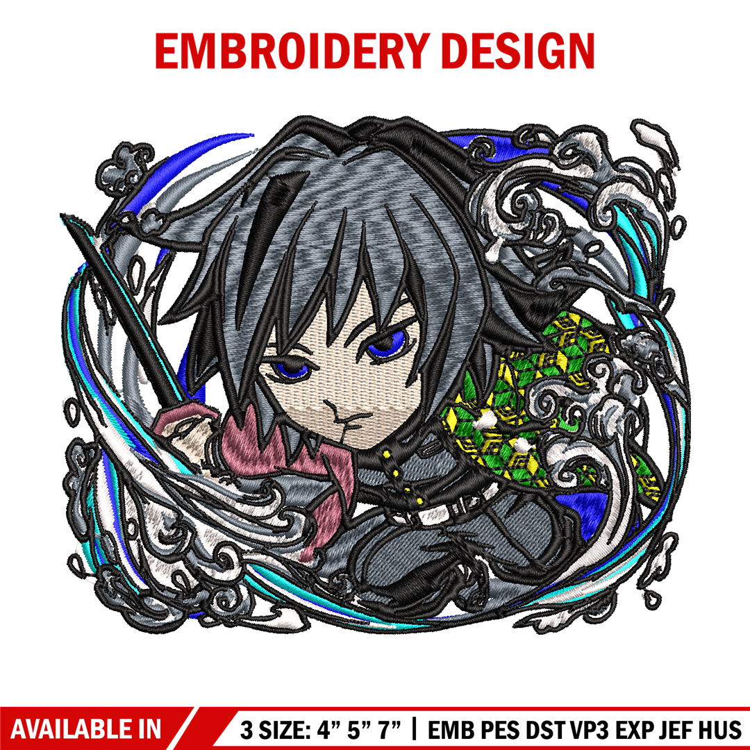 Giyu water breathing chibi embroidery design, Kimetsu no Yai | Inspire ...
