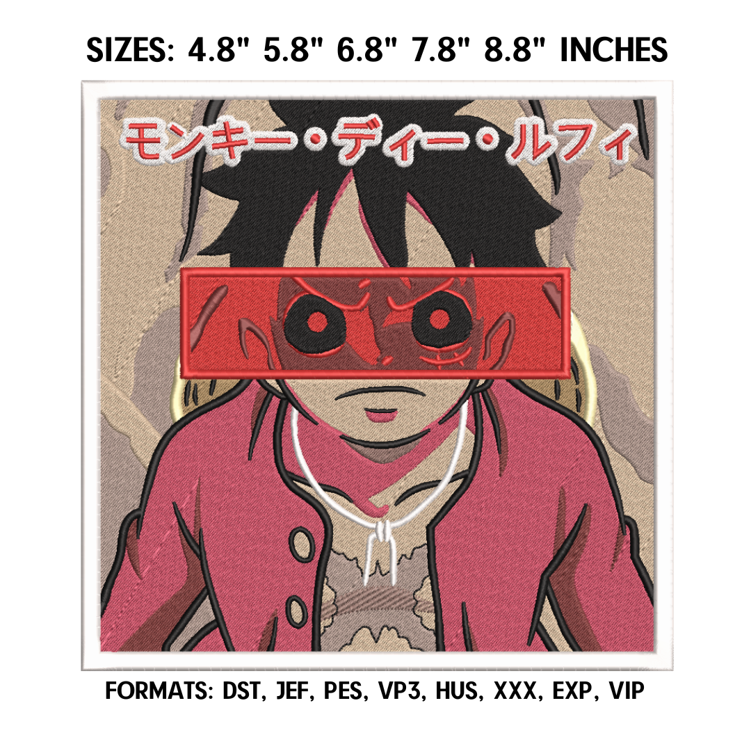 Monkey D Luffy Embroidery Design File, One Piece Anime Embro | Inspire ...