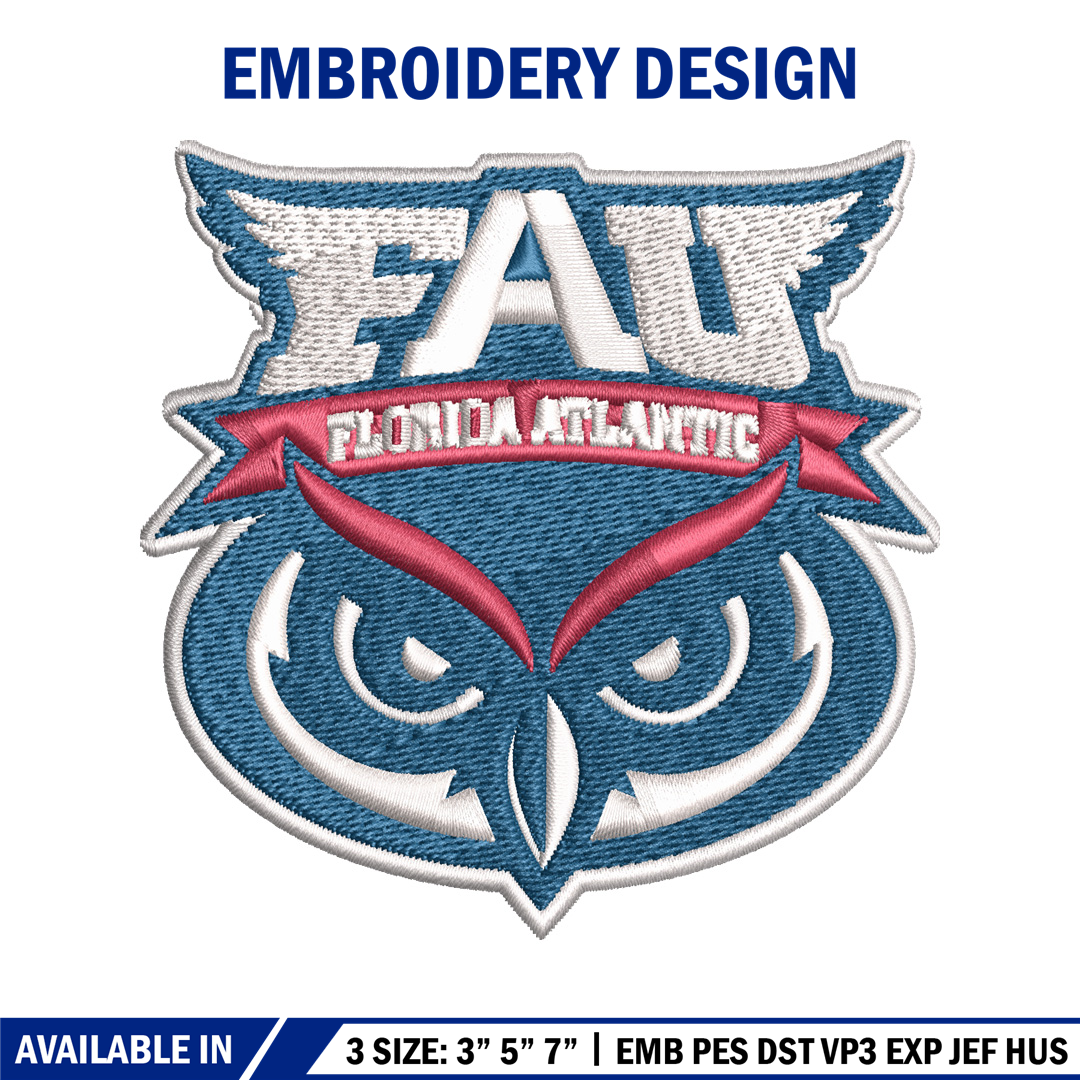 Florida Atlantic Owls embroidery design, Florida Atlantic Ow | Inspire ...