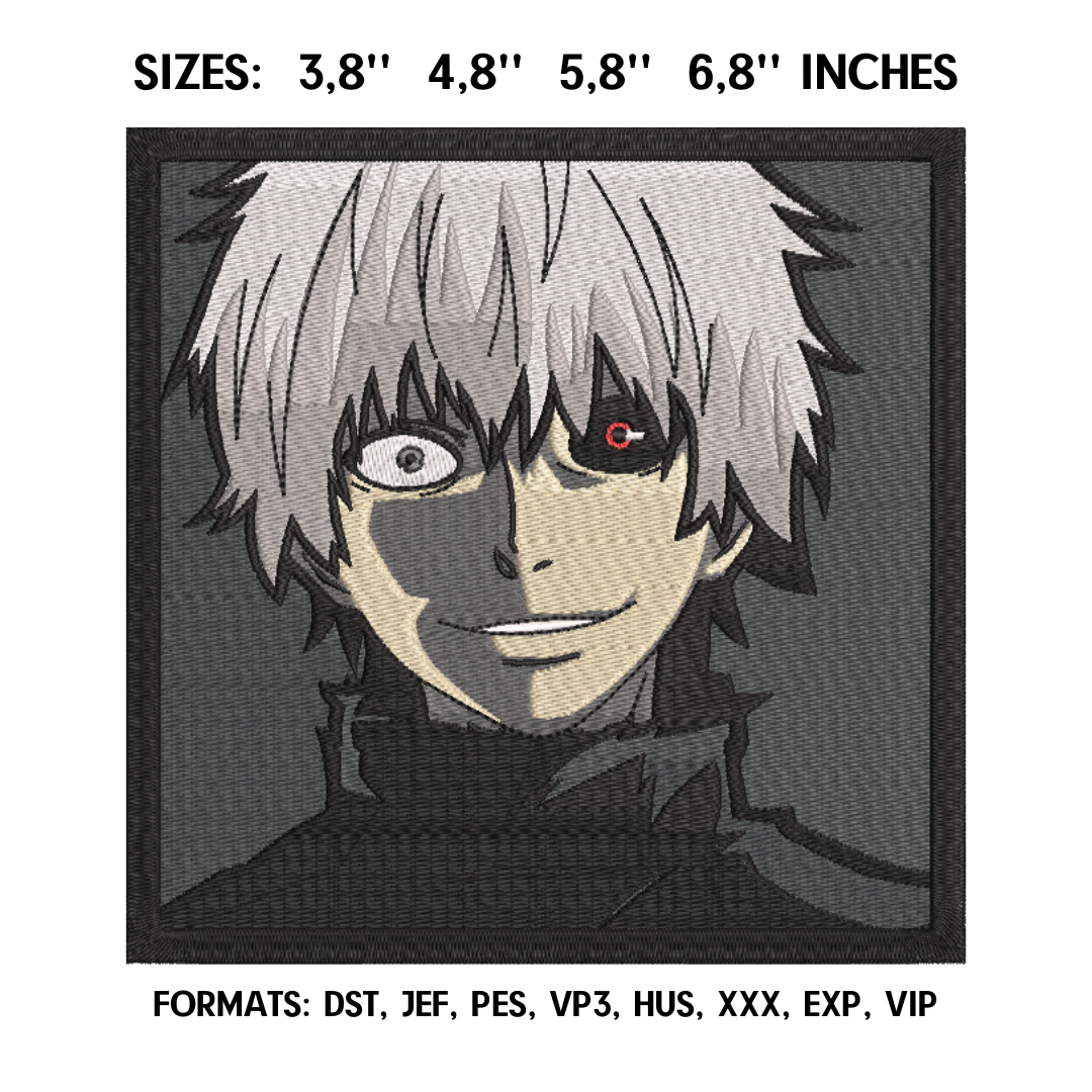 Ken Kaneki Embroidery Design File, Tokyo Ghoul Anime Embroid - Inspire ...