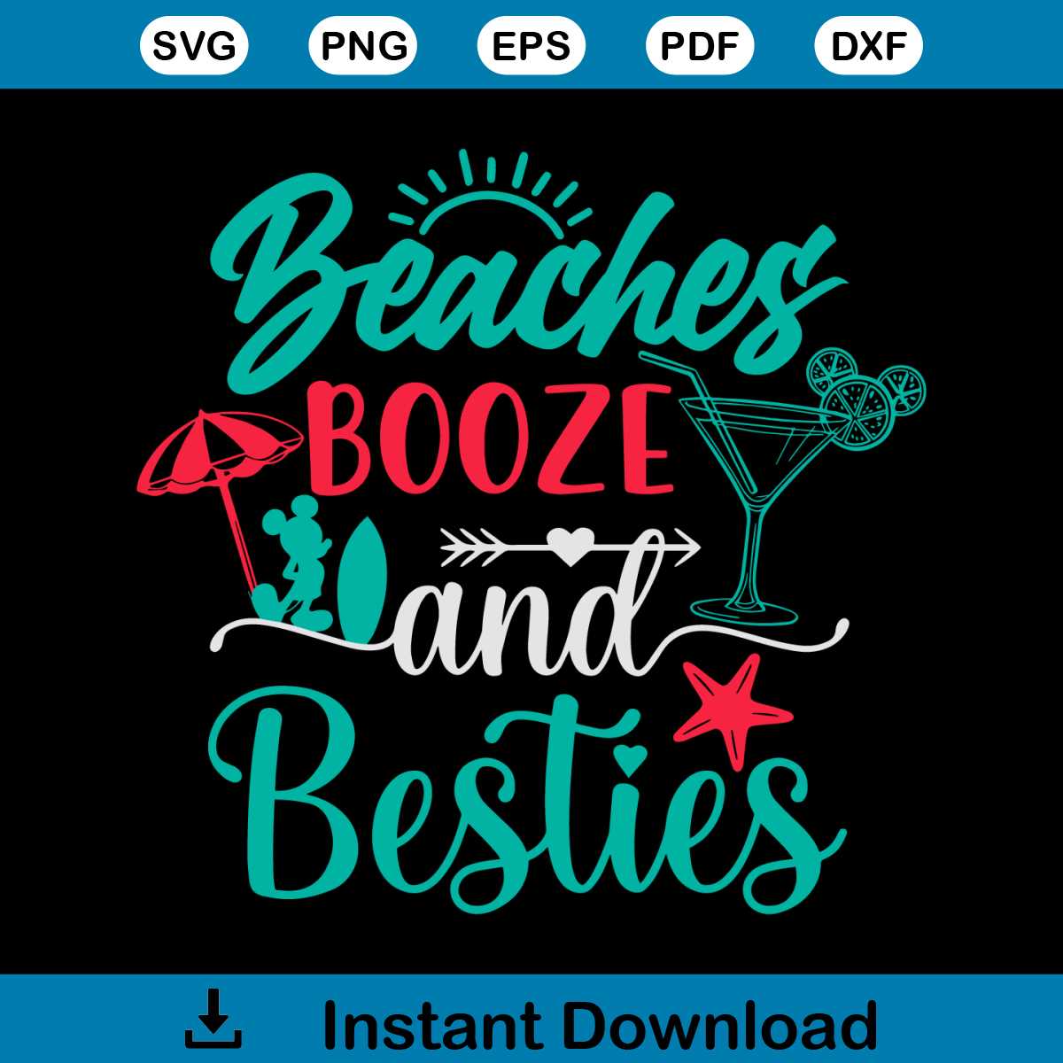 Beaches Booze and Besties Disney SVG Bachelorette Party SVG - Inspire ...