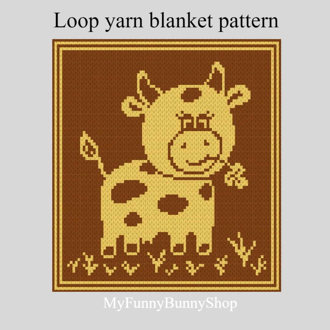 Loop yarn Cow finger knitted blanket pattern PDF Download | Inspire Uplift