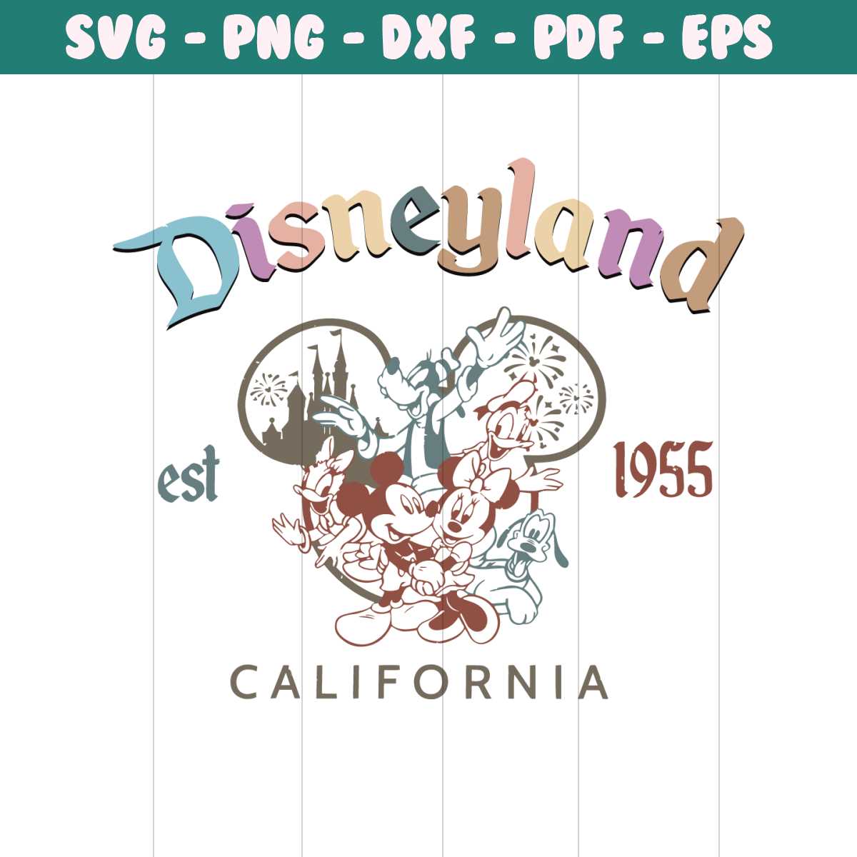 Retro Disneyland California Est 1955 Mickey Friends SVG File | Inspire ...