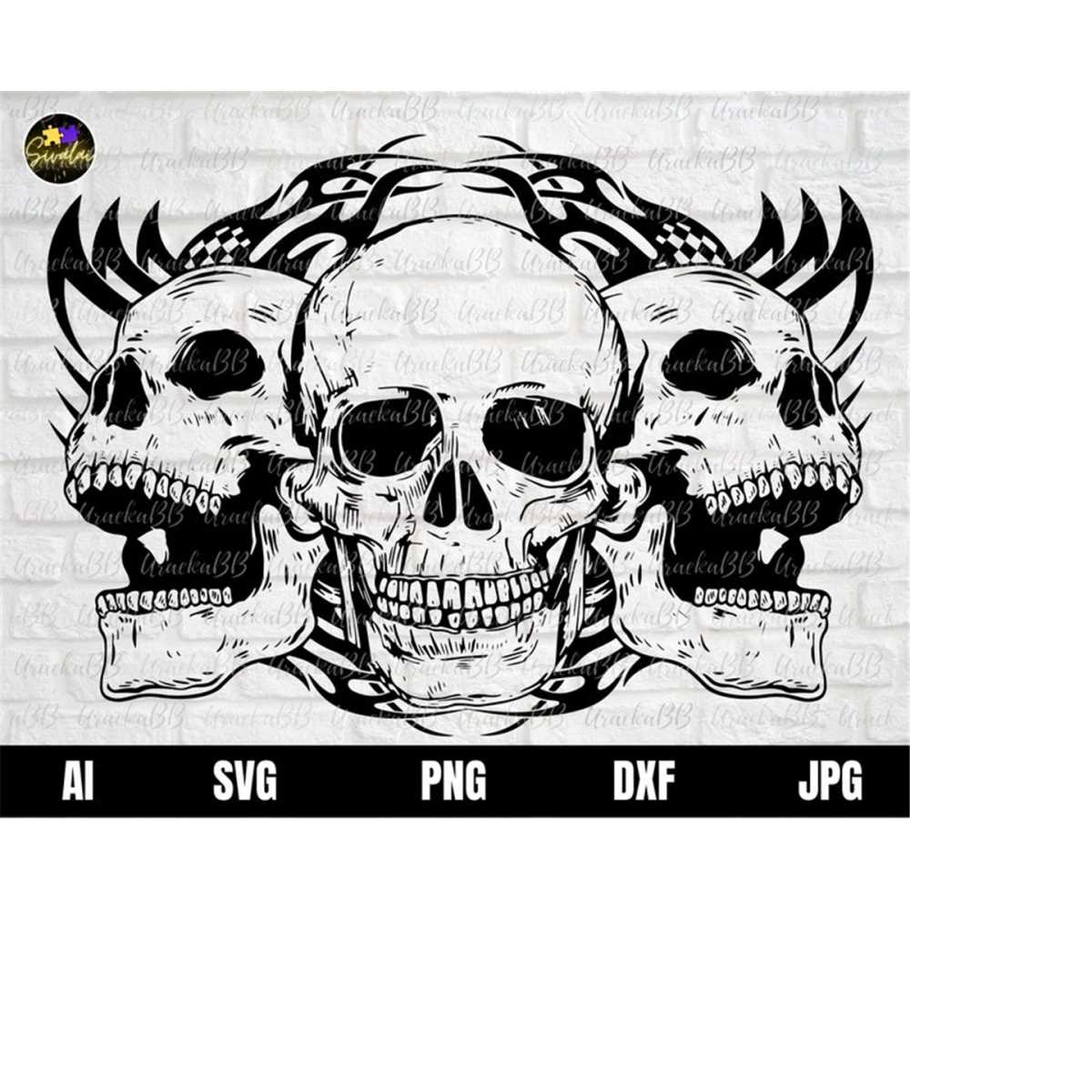 Triple Skull Svg, Skull Svg, Skull Head Svg, Skeleton Svg, S - Inspire ...