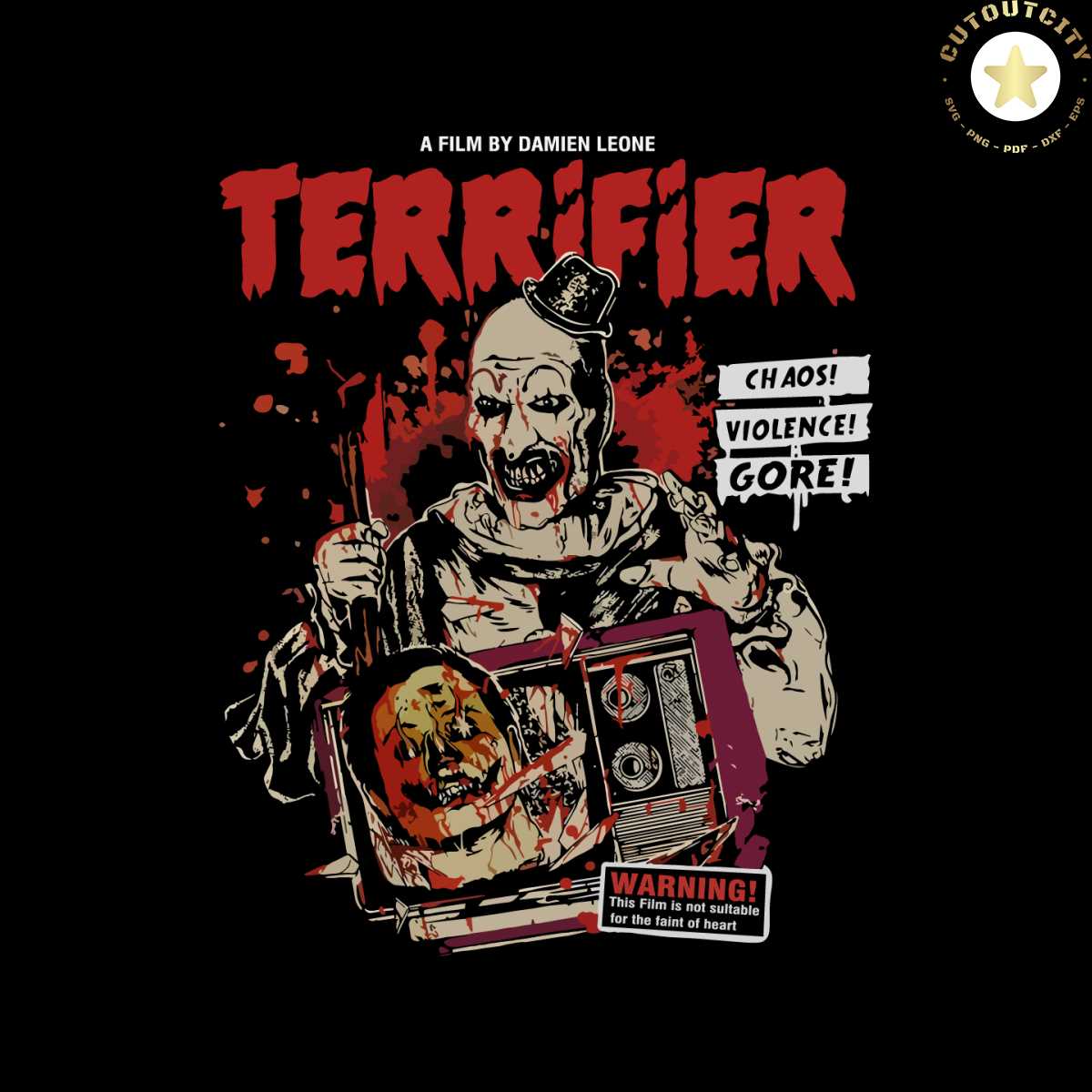 Vintage Halloween Horror Nights Terrifier SVG Cutting File | Inspire Uplift