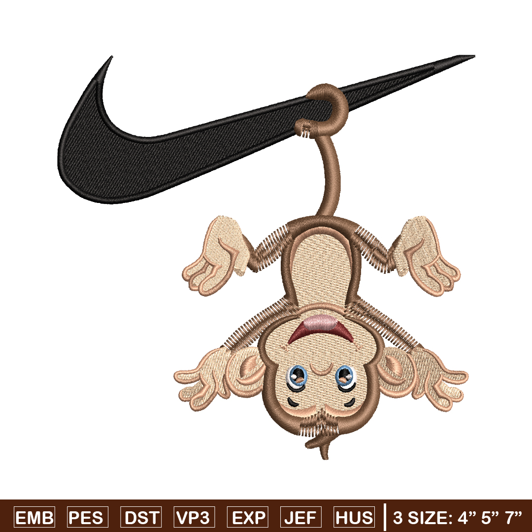 Monkey Nike logo embroidery design, Monkey Nike embroidery, | Inspire ...