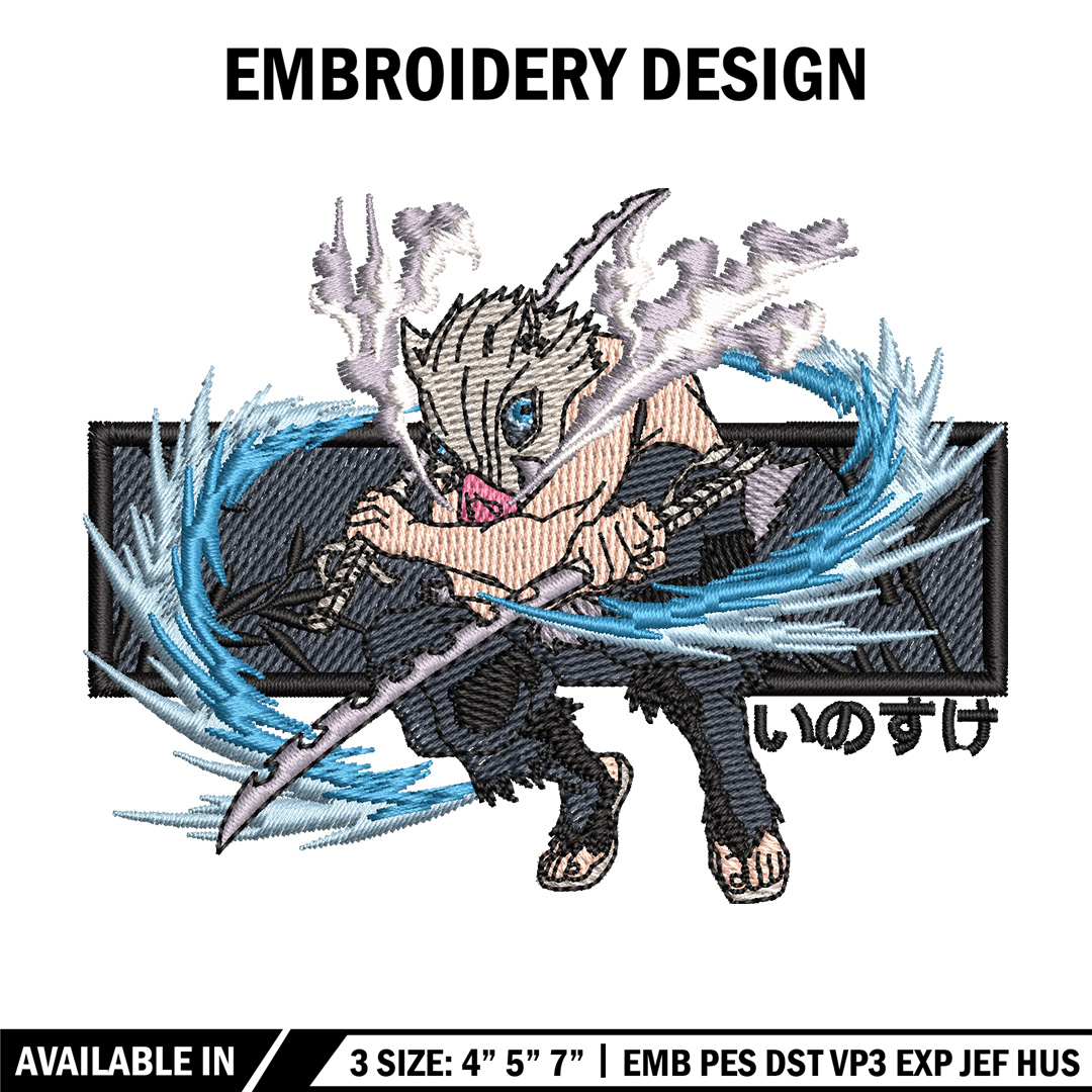 Inosuke frame embroidery design, Inosuke embroidery, Anime d | Inspire ...