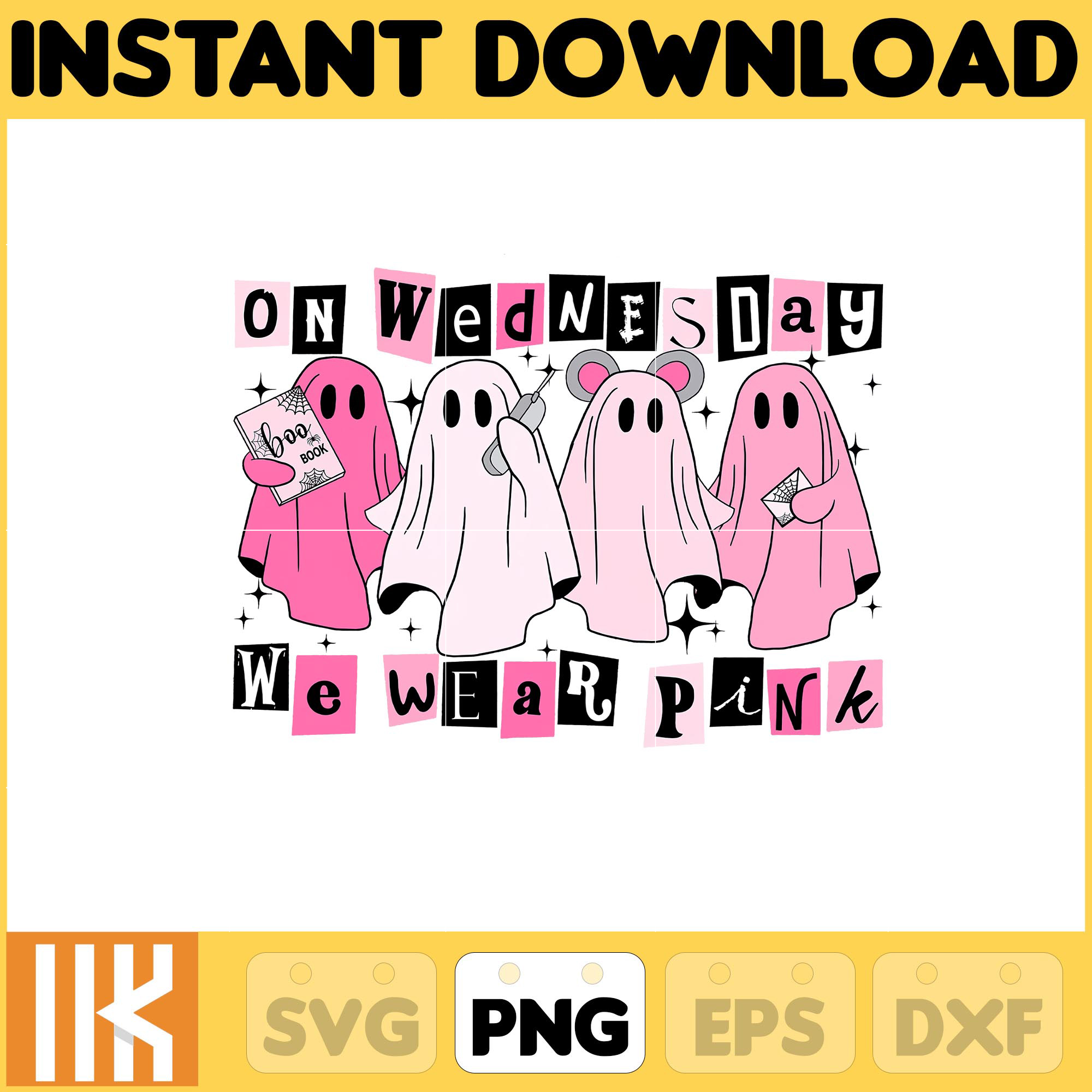 On Wednesday We Wear Pink Png, Funny Halloween Png, Ghost Gi | Inspire ...