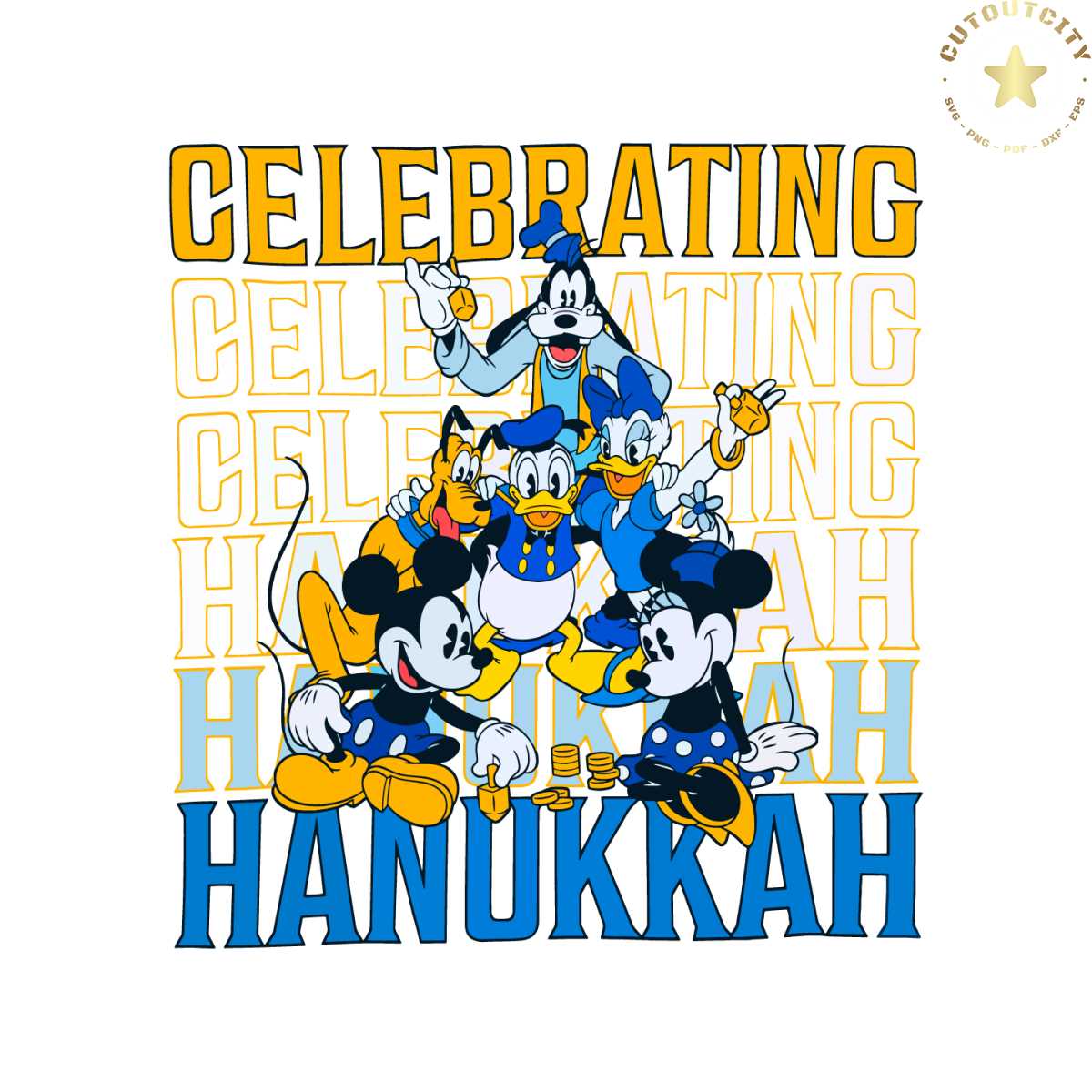 Mickey Mouse and Friends Celebrating Hanukkah Holiday SVG | Inspire Uplift