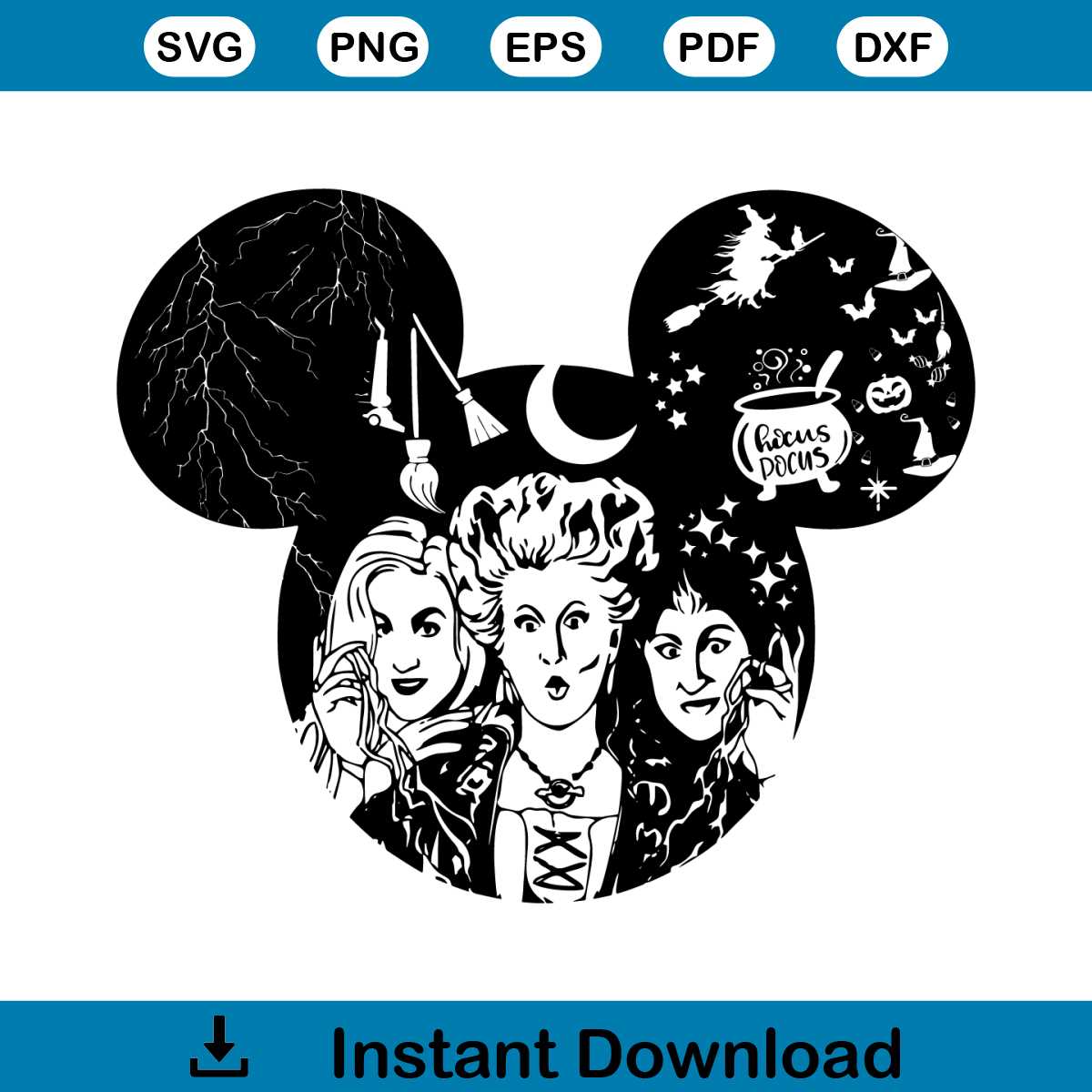 Disney Mickey Sanderson Sisters Halloween Witch Svg File | Inspire Uplift