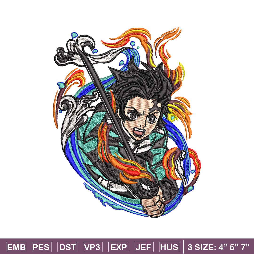 Tanjiro fire and water embroidery design, Kimetsu no Yaiba e | Inspire ...