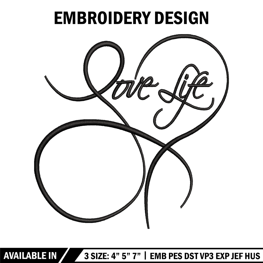 Love life logo embroidery design, Love life logo embroidery, | Inspire ...