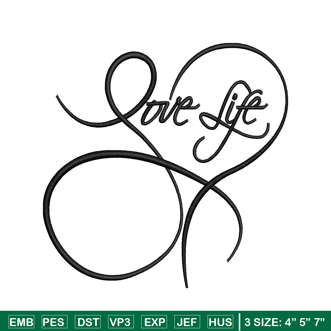 Love life logo embroidery design, Love life logo embroidery, | Inspire ...