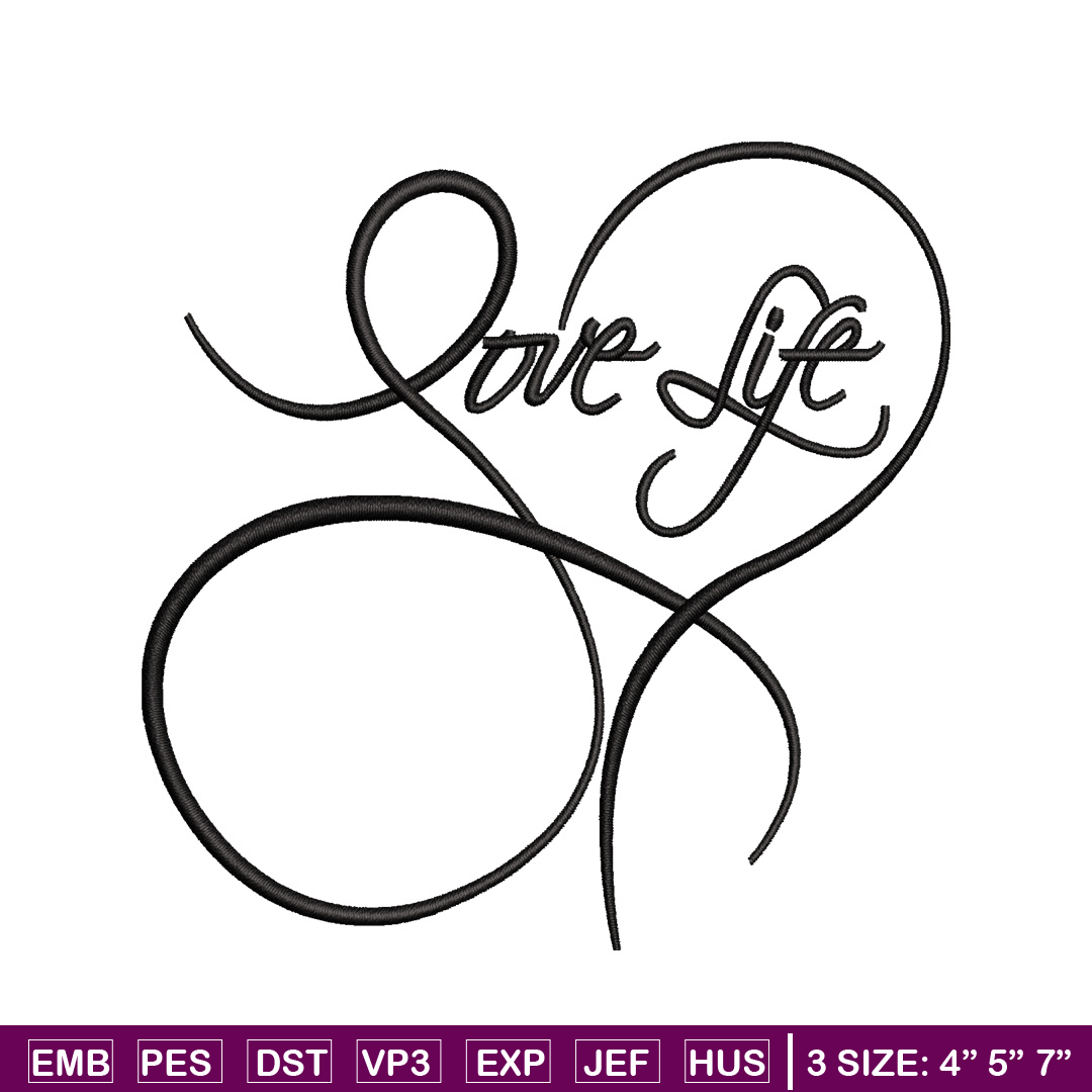 Love life logo embroidery design, Love life logo embroidery, | Inspire ...