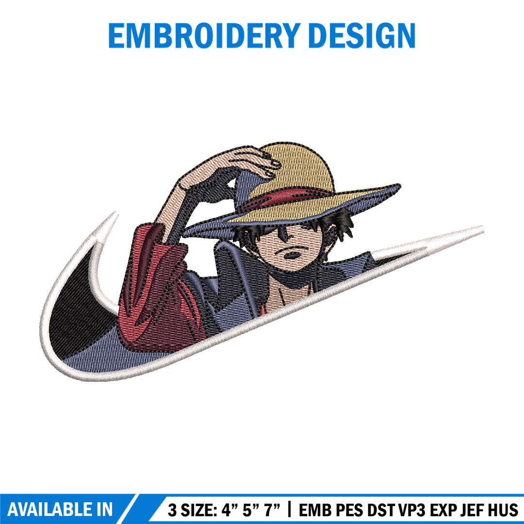 Luffy swoosh embroidery design, One piece embroidery, Nike d - Inspire ...