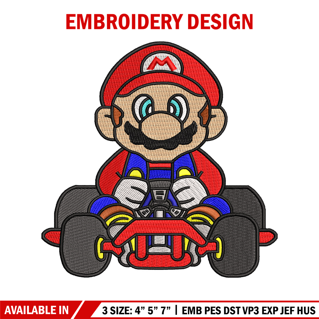 Mario car embroidery design, Super Mario bros embroidery, ga | Inspire ...