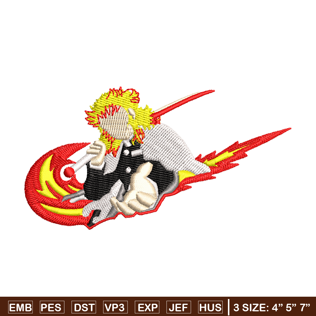 Rengoku Nike fire embroidery design, Kimetsu no Yaiba embroi | Inspire ...
