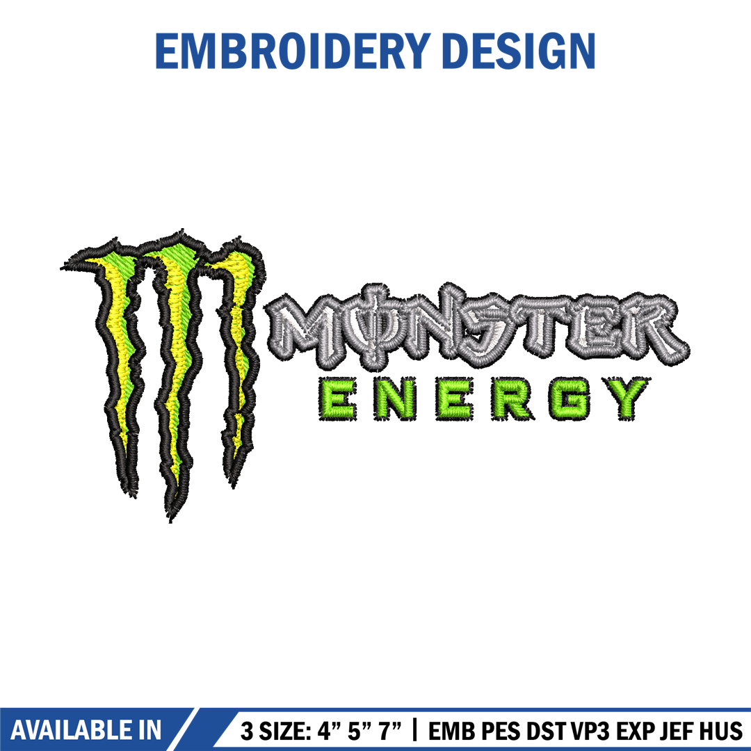 Monster Energy logo embroidery design, Monster Energy embroi | Inspire ...