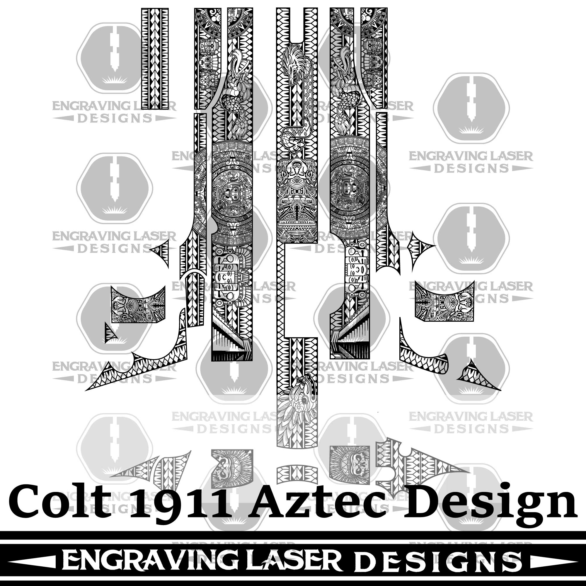 Engraving Laser Designs Colt 1911 Aztec Design - Inspire Uplift