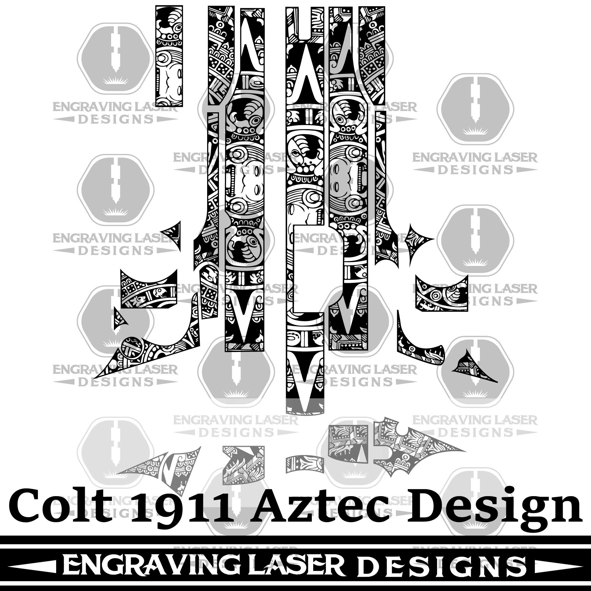 Engraving Laser Designs Colt 1911 Aztec Design - Inspire Uplift