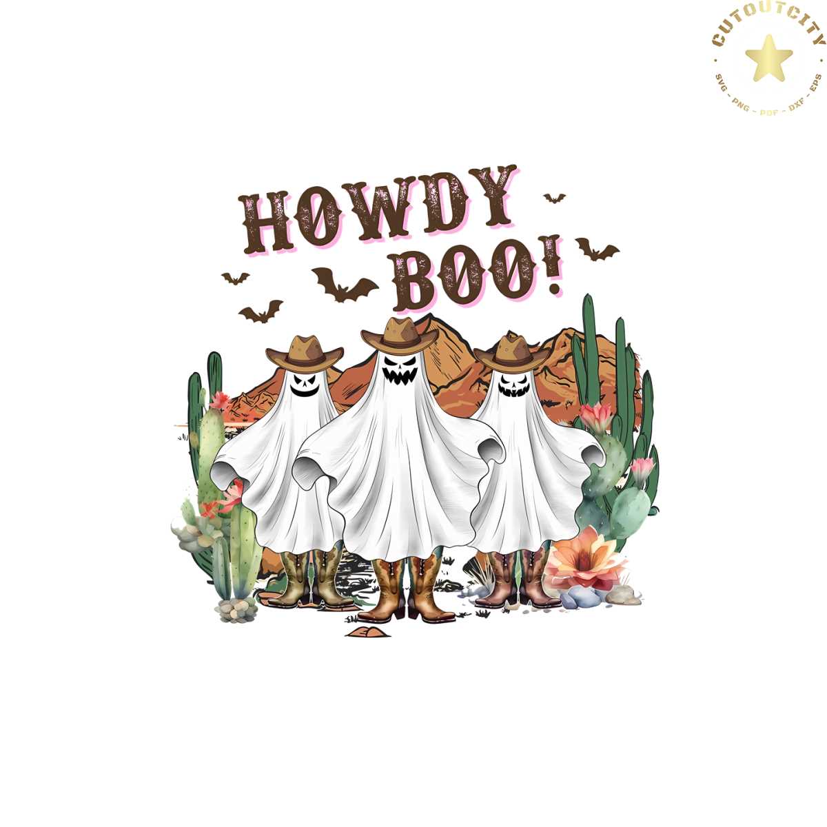 Western Halloween Howdy Boo PNG Sublimation Download | Inspire Uplift